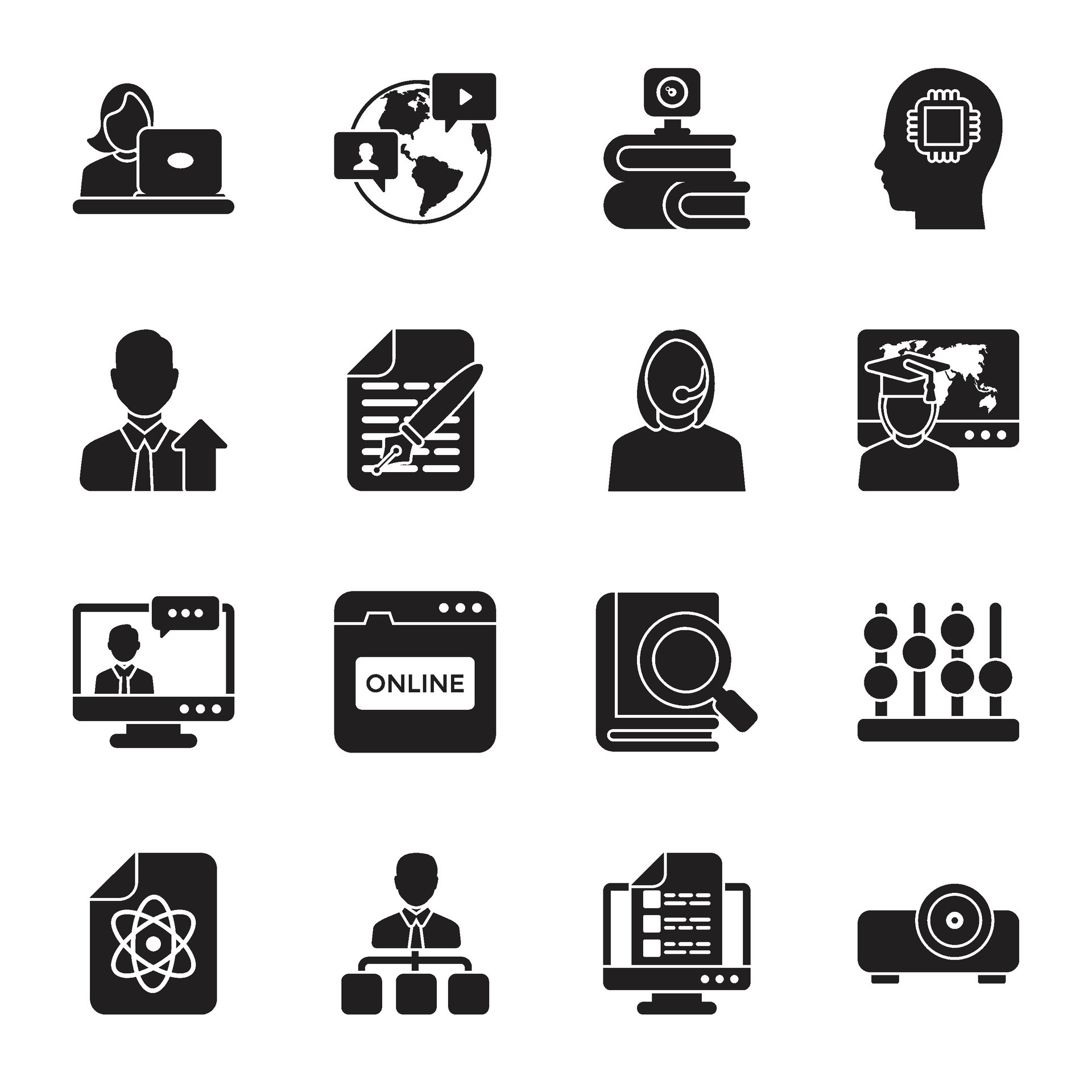Pack of Learning Solid Icons 36172046 Vector Art at Vecteezy