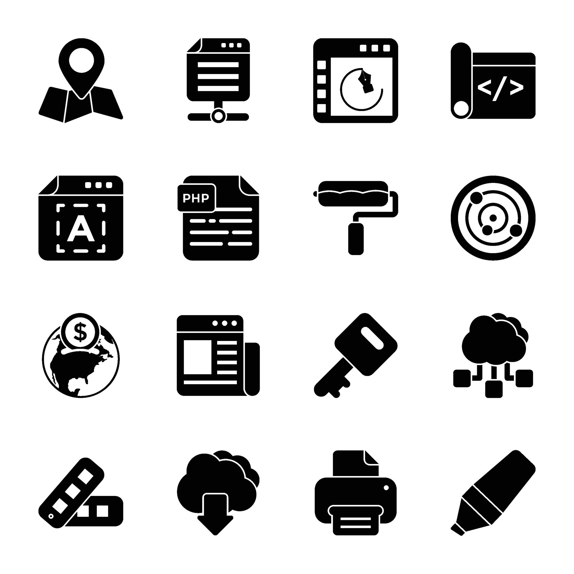 Pack of Software Design Solid Icons 36172368 Vector Art at Vecteezy