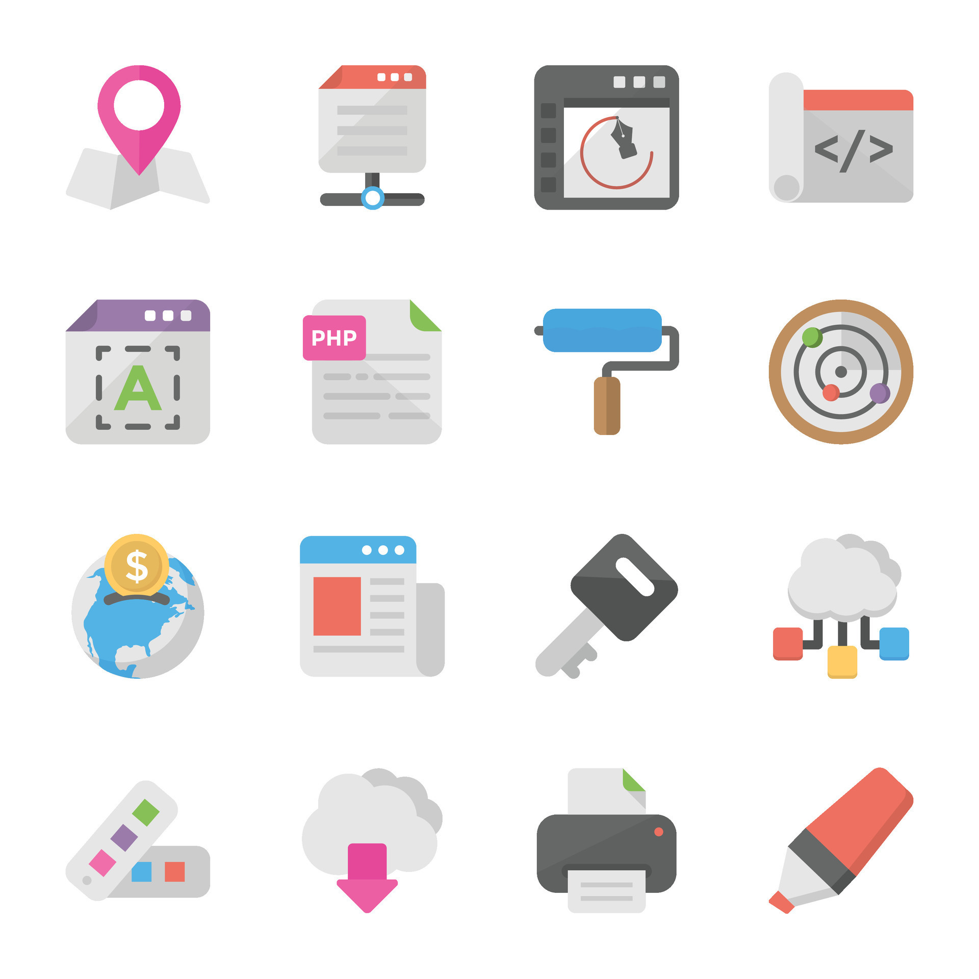 Pack of Software Design Flat Icons 36173010 Vector Art at Vecteezy
