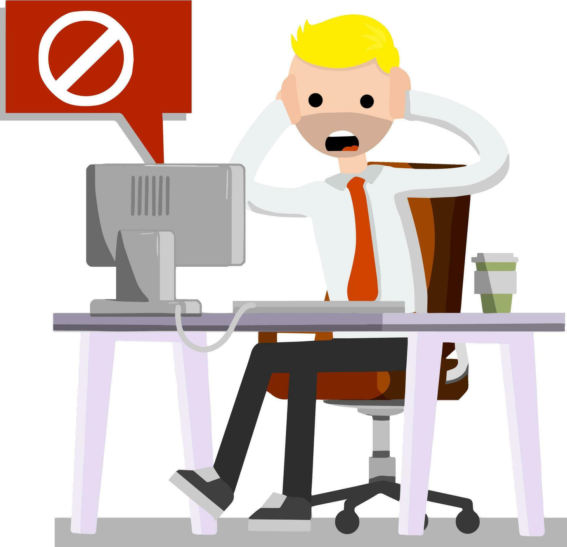 Error Message On The Office Computer Virus And Bug Technical Message To The Employee In Horror