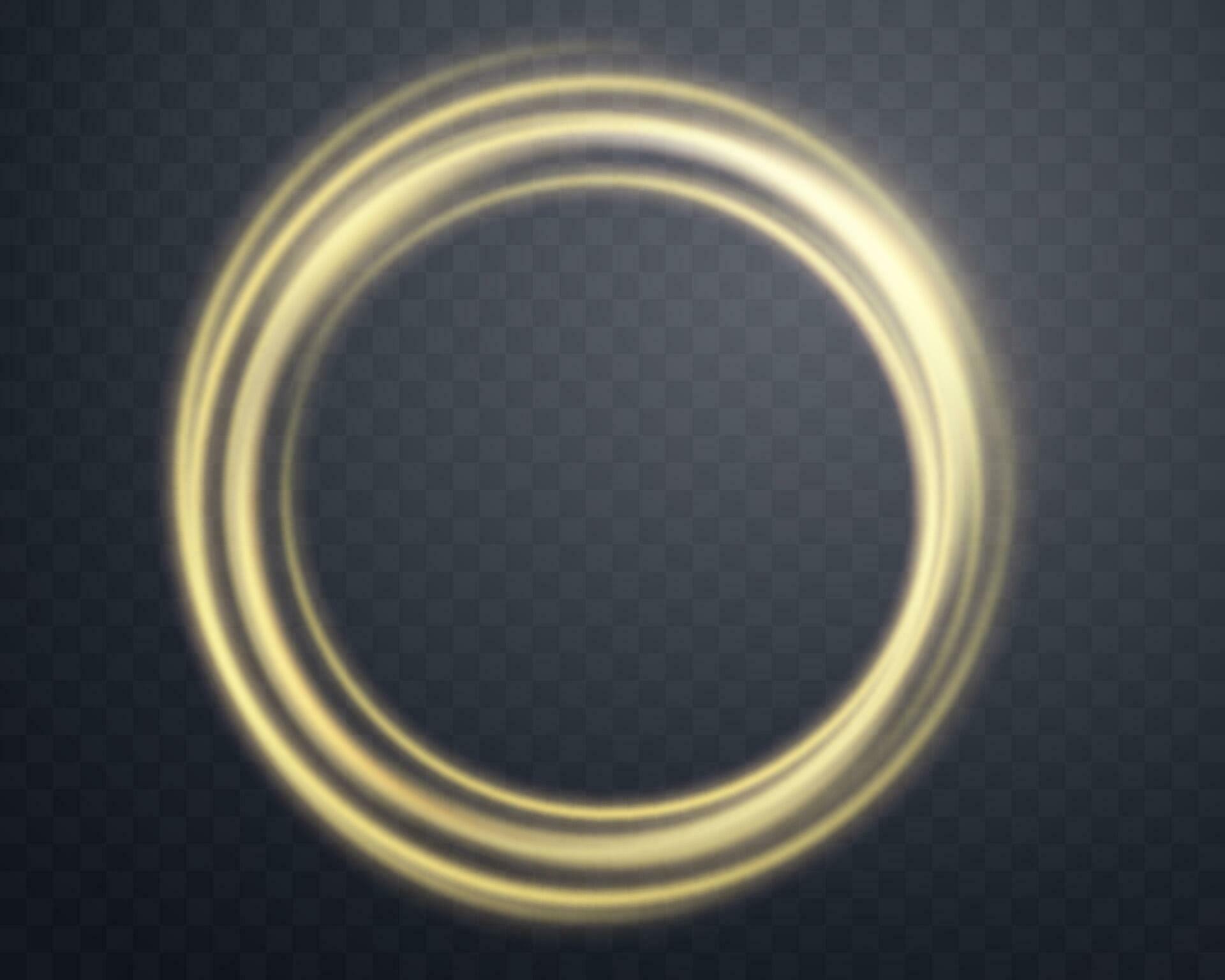 Gold magic glowing ring. Neon realistic energy flare halo ring. Abstract light effect. Vector ...