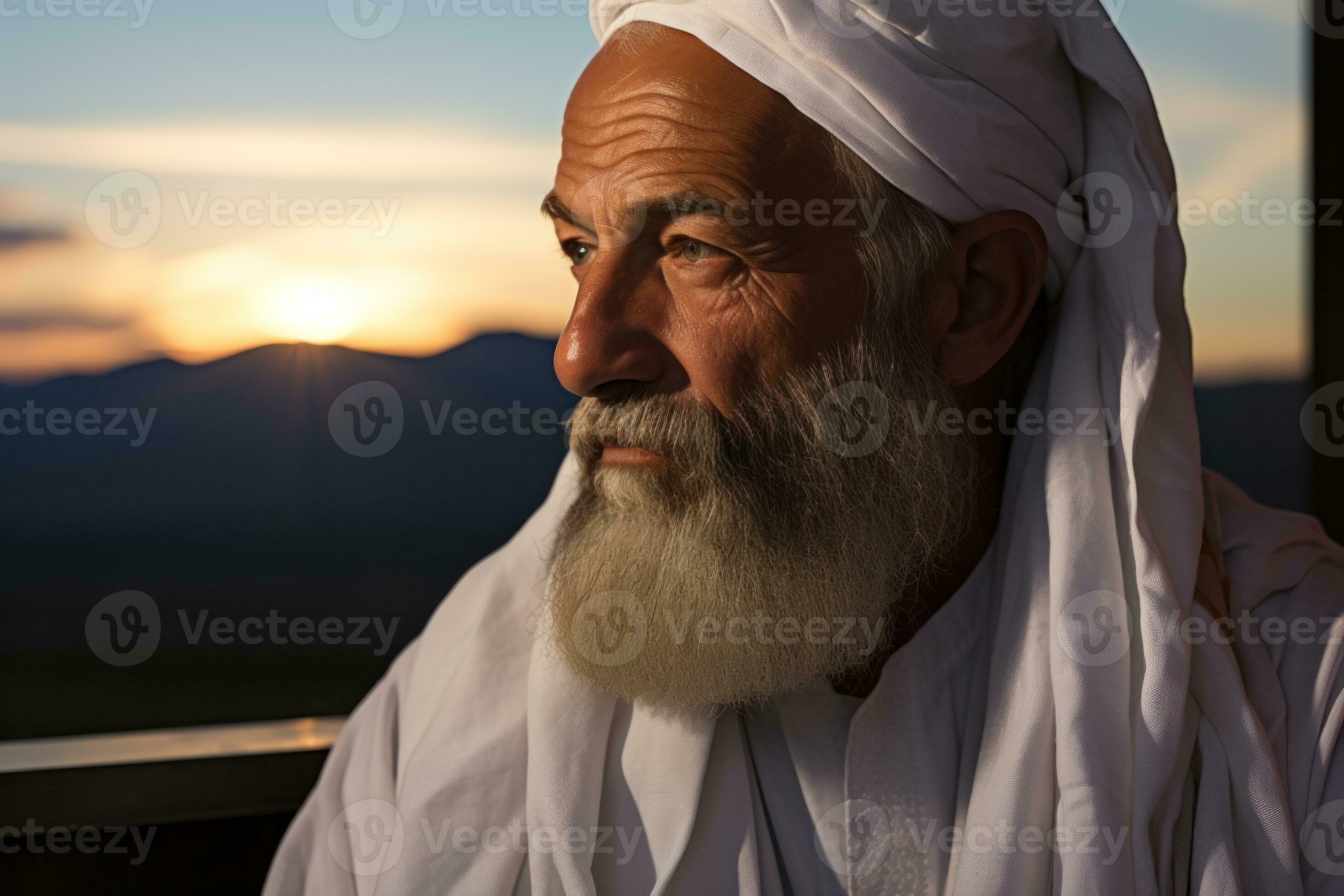 AI generated Muslim sheikh in white robe at sunset during eid, eid and ramadan images 36177881 ...