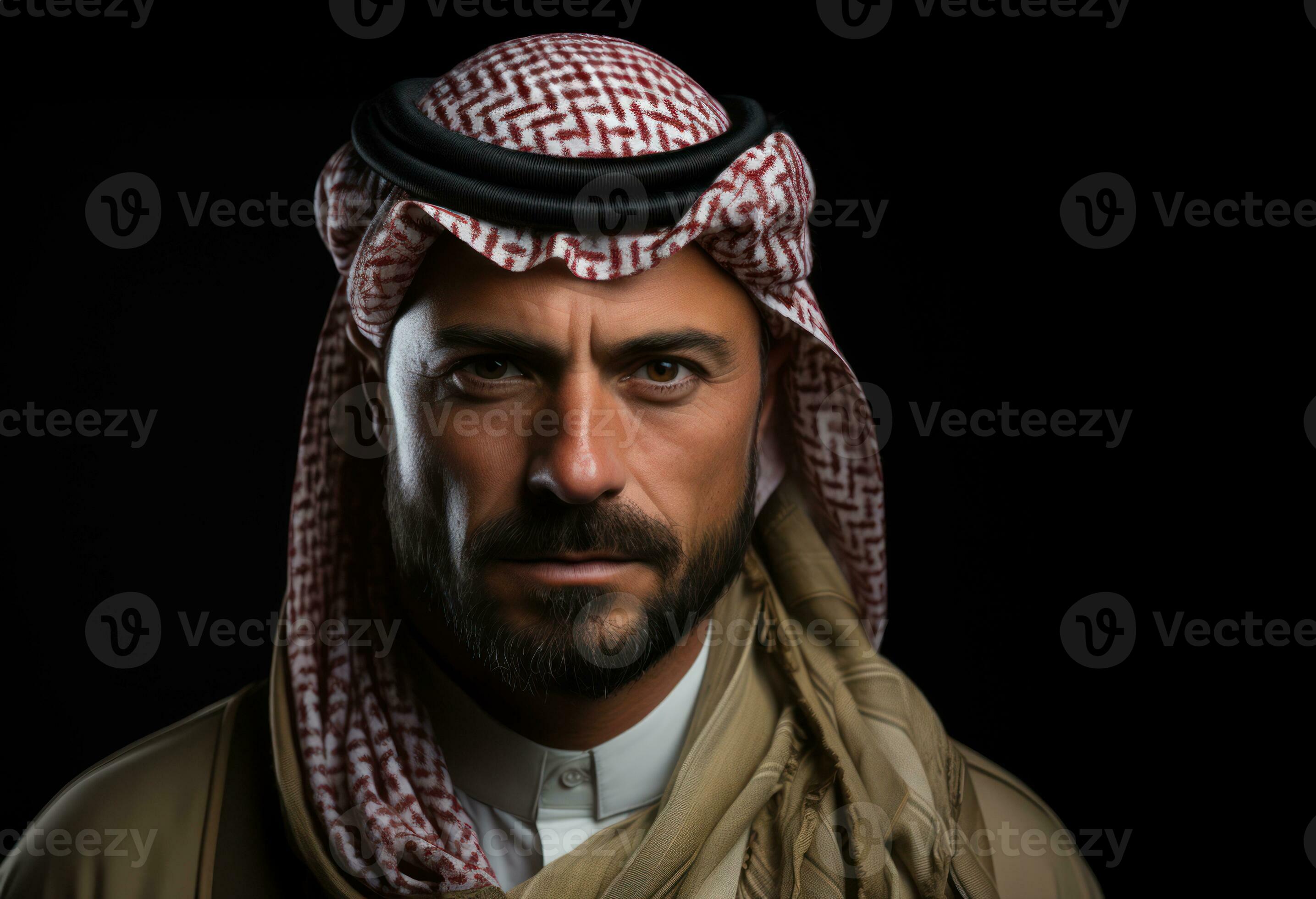 AI generated Arab man in classic attire against a black canvas, eid and ...