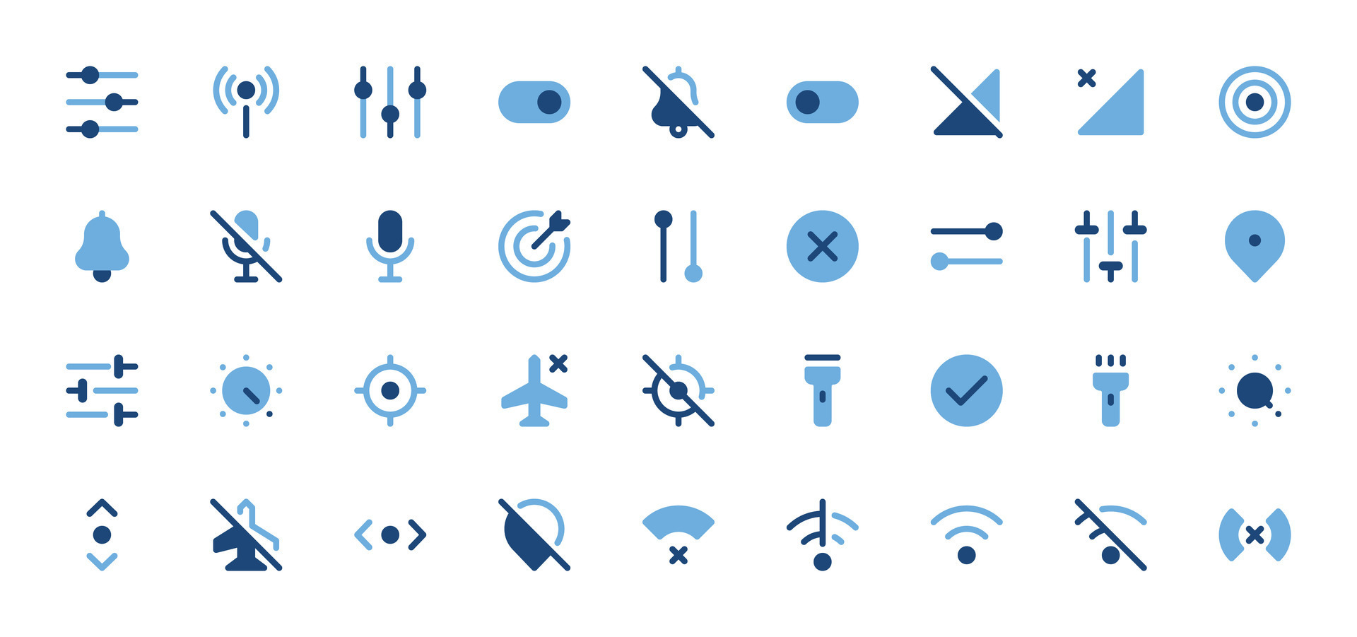 Toggles Icon Set - Switches, Controls, Interface Toggle Symbols Vector ...