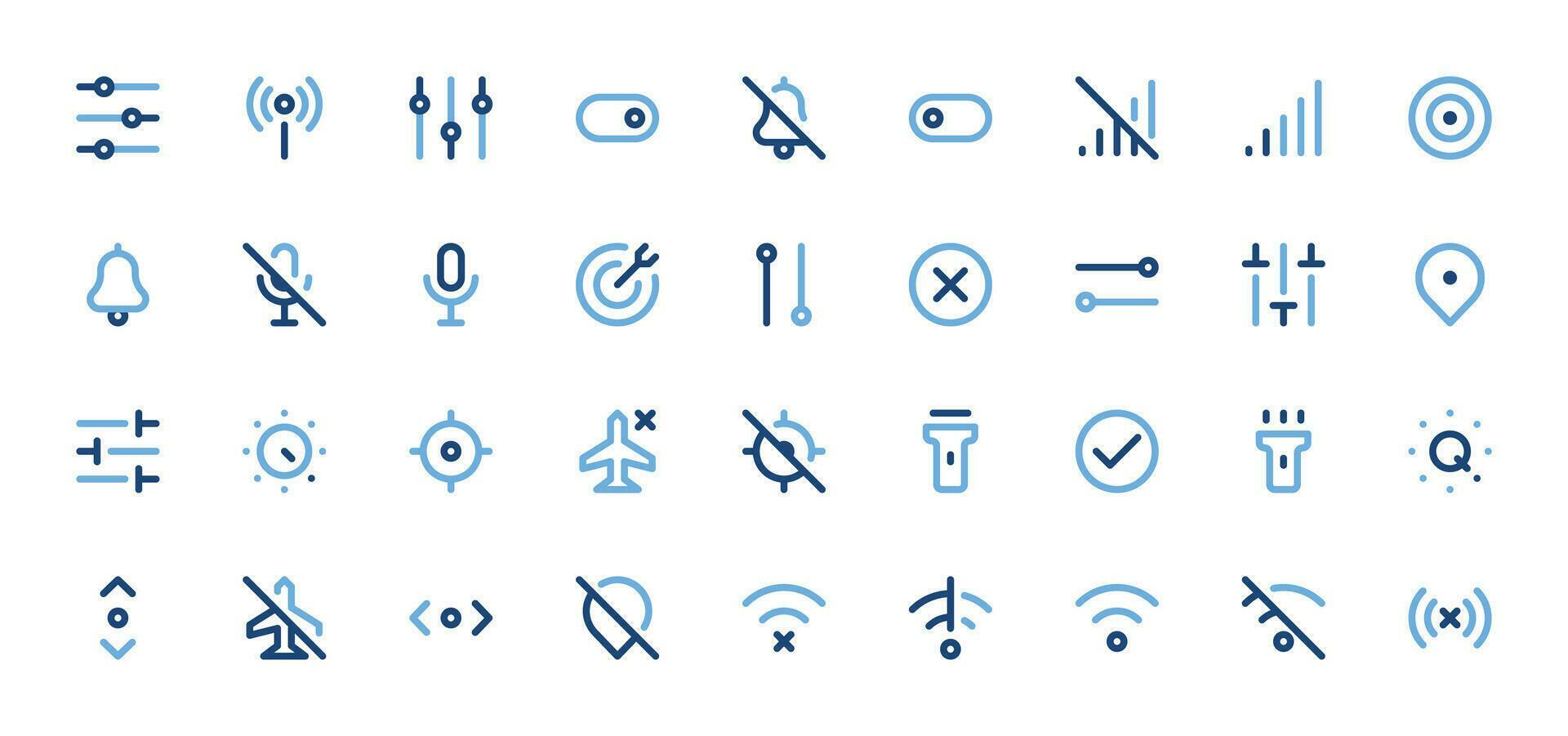 Toggles Icon Set - Switches, Controls, Interface Toggle Symbols Vector ...