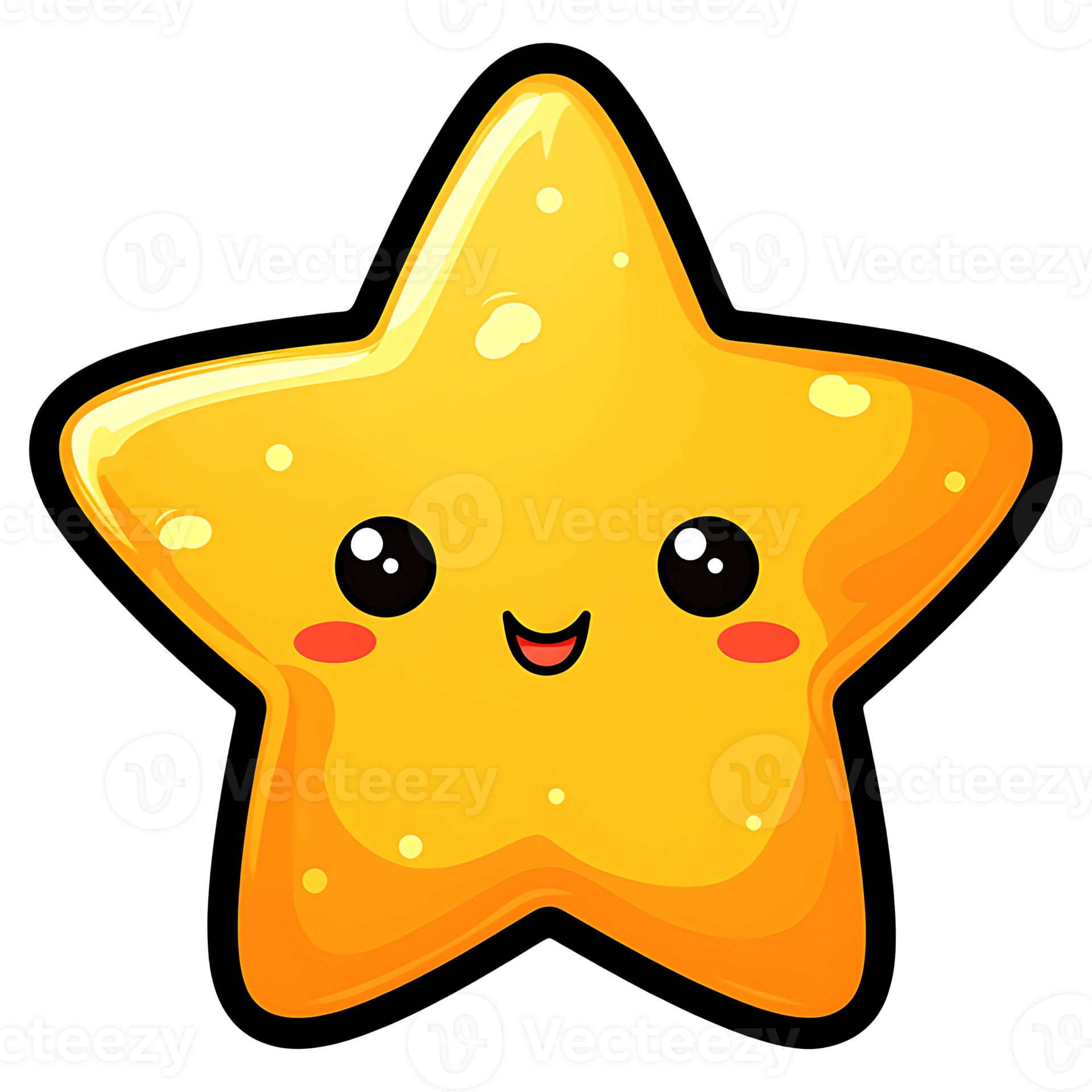 AI generated cute kawaii star clipart kids illustration for sticker design 36181650 PNG