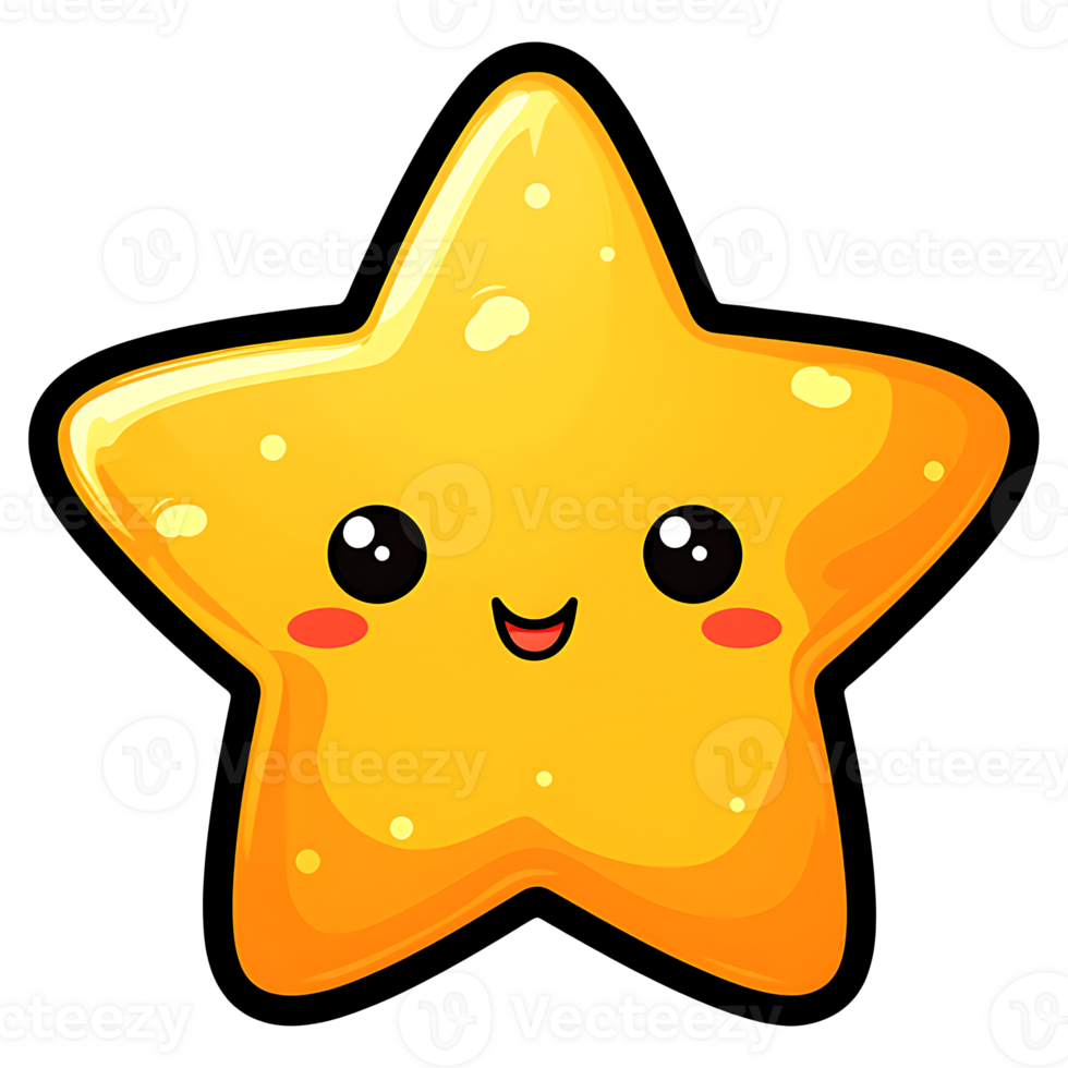 AI generated cute kawaii star clipart kids illustration for sticker design 36181650 PNG