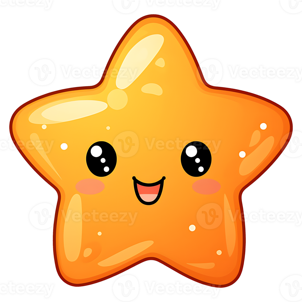 AI generated cute kawaii star clipart kids illustration for sticker design 36181664 PNG