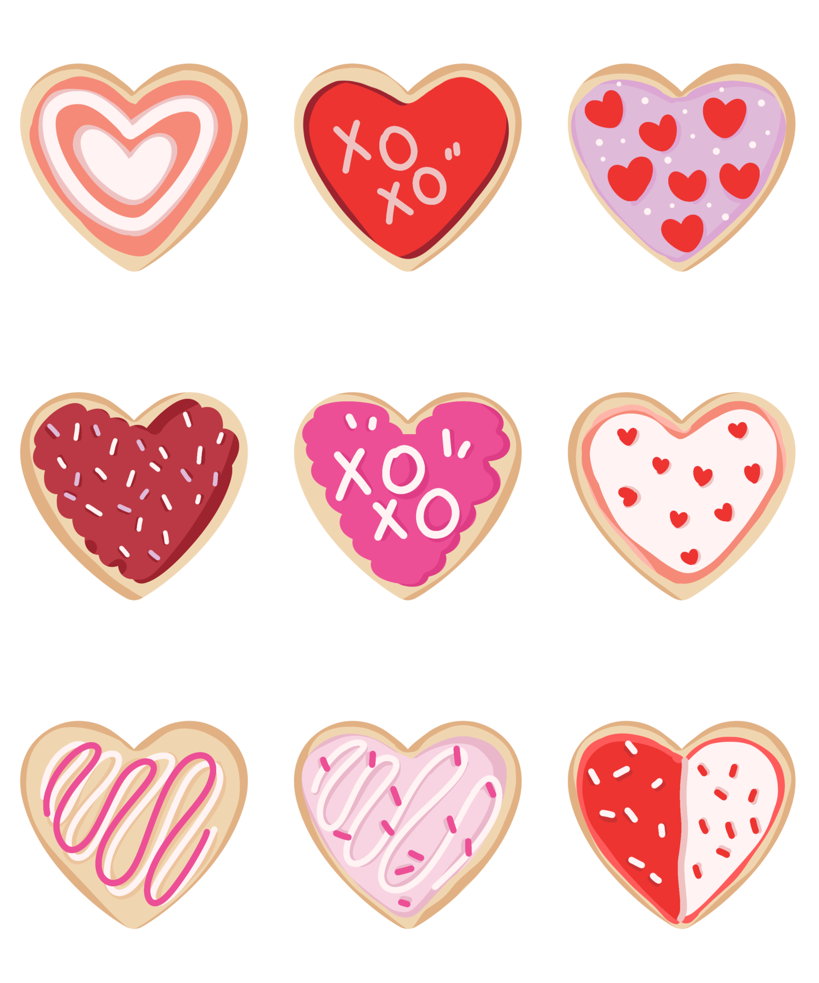 Heart cookies valentine day clipart hand drawn 36183240 PNG