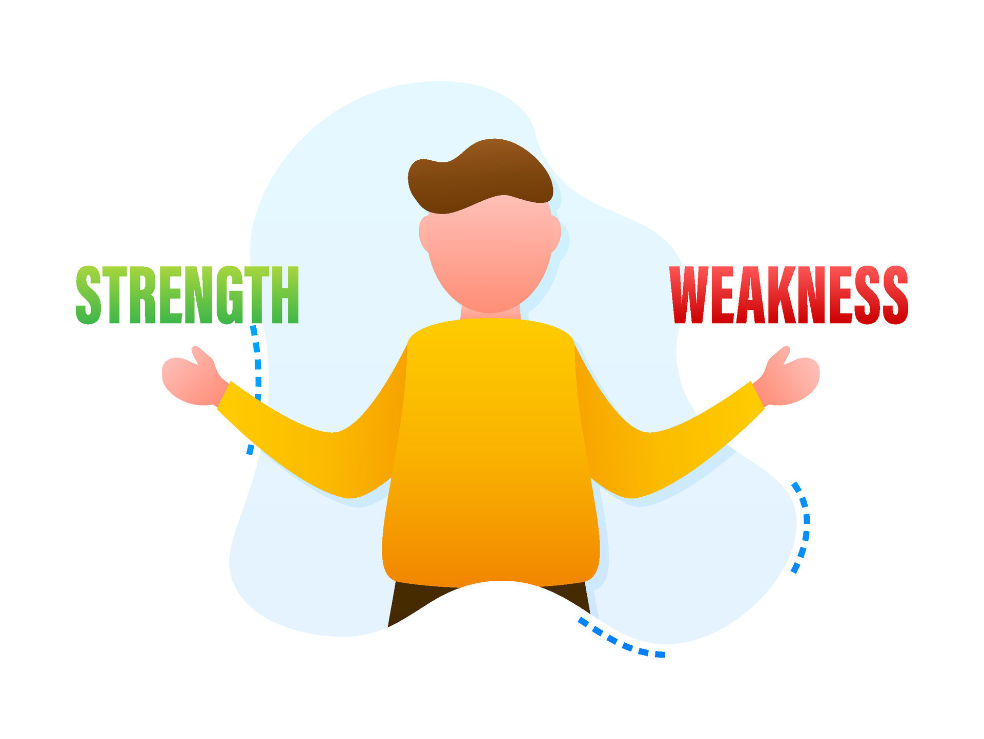 Personal Strengths And Weaknesses Concept Vector Illustration Of A Man Balancing Both Sides For