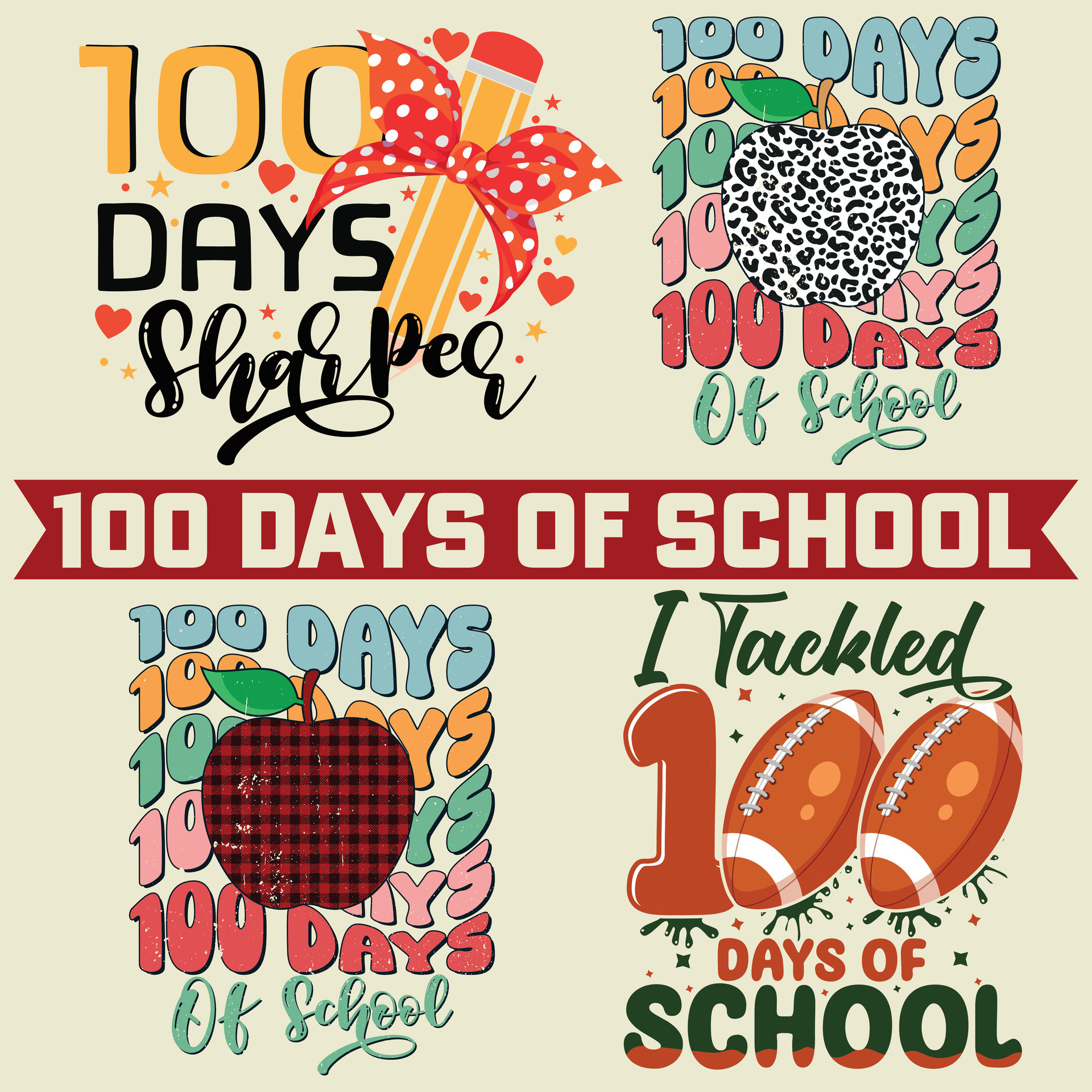 100 dias de escuela, 100 dias diseño 36183947 Vector en Vecteezy