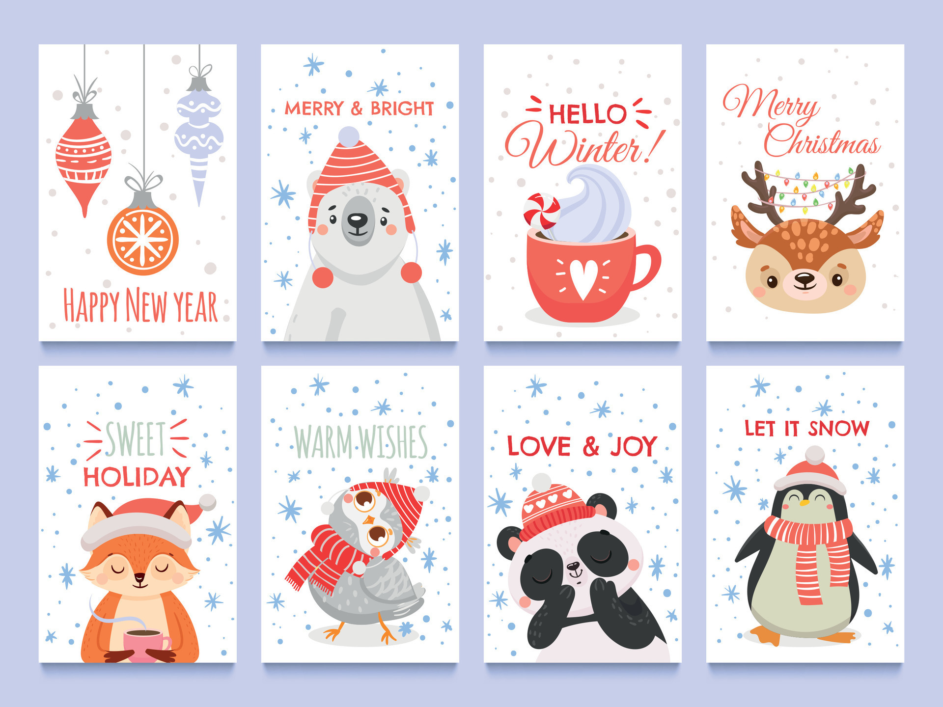 Cute animals christmas cards. Vector christmas winter holiday 36184170 ...