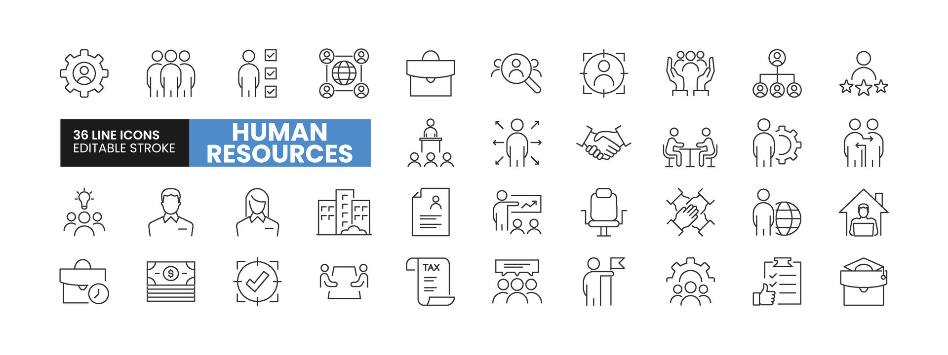 Set of 36 Human Resources line icons set. Human Resources outline icons ... Set of 36 Human Resources line icons set. Human Resources outline icons ...