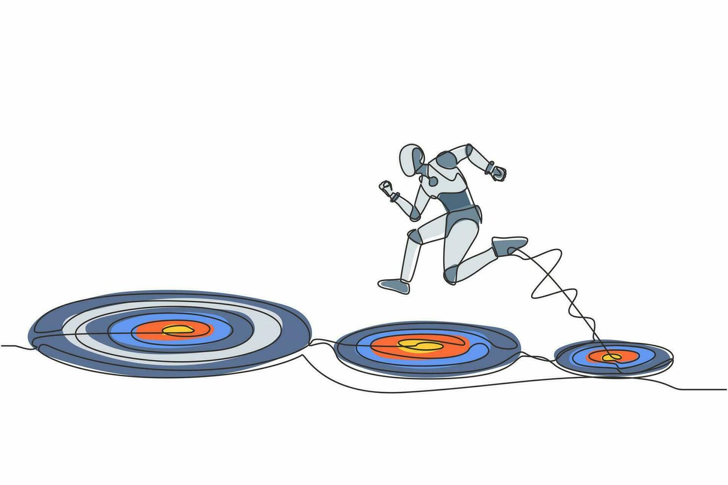 Continuous One Line Drawing Robot Jumping On Bigger Target Successfully Advancement In Career