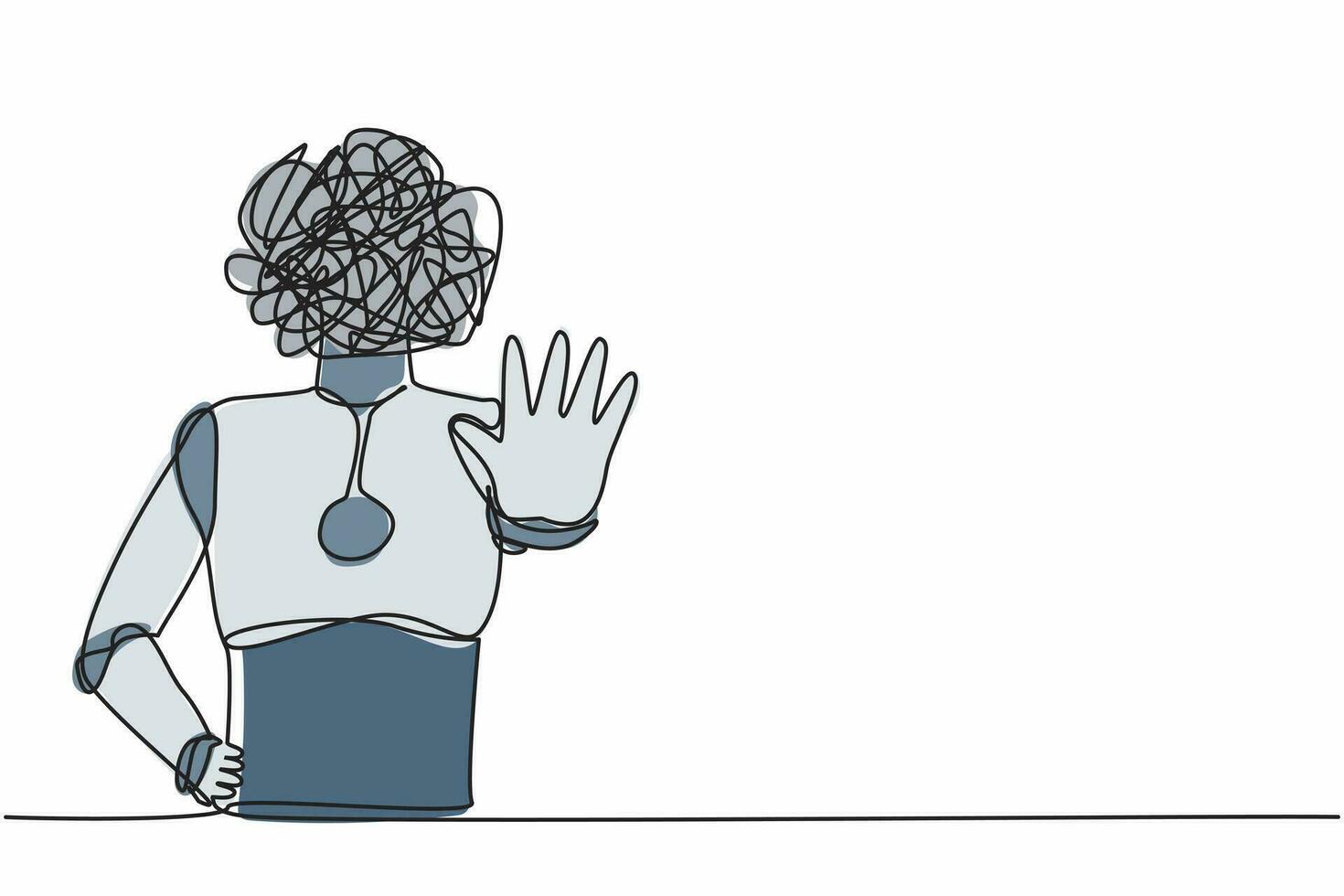 Continuous one line drawing robot with round scribbles instead of head ... Continuous one line drawing robot with round scribbles instead of head ...