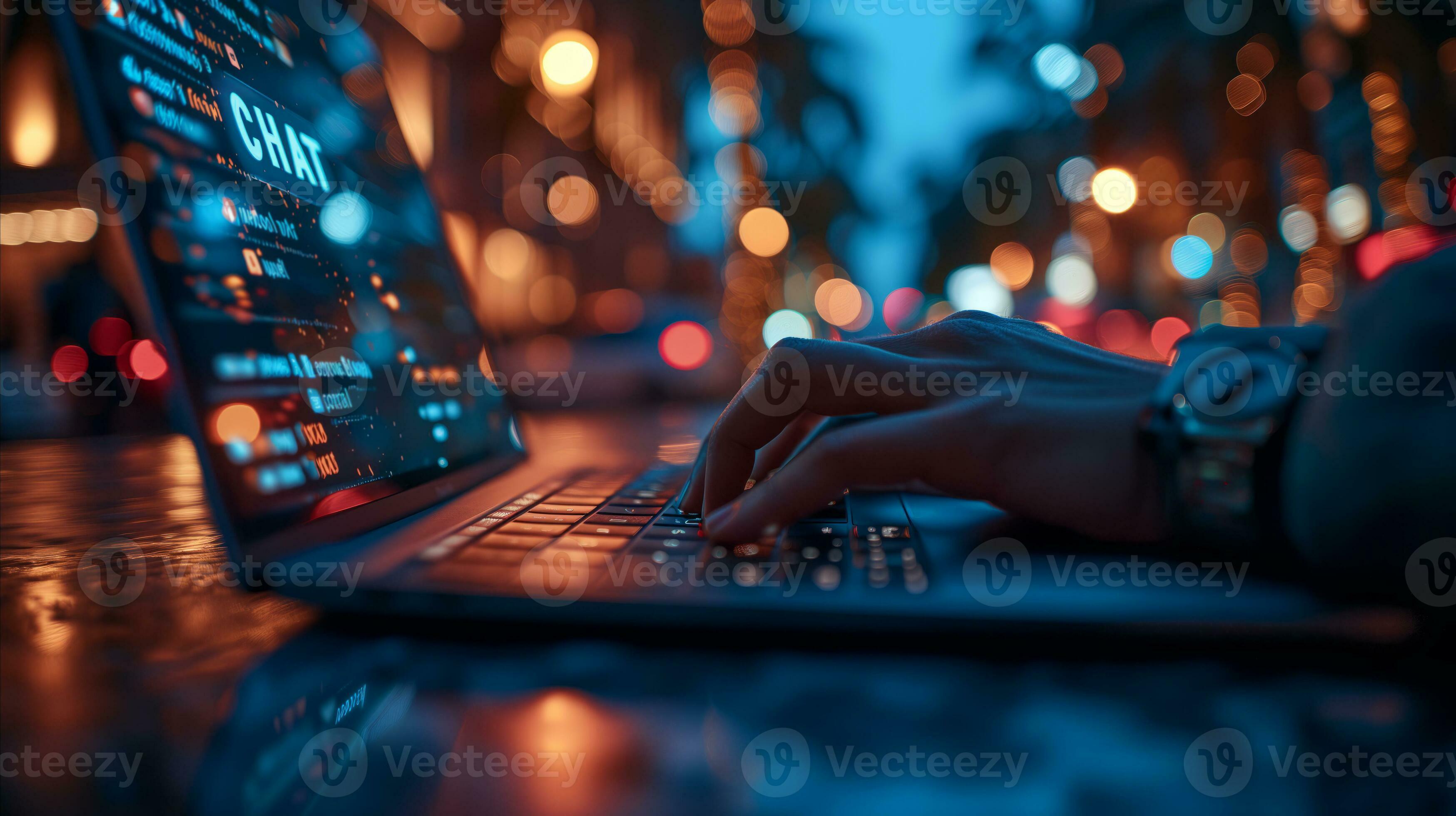 AI generated A person using a laptop writes chat on her screen 36190884 ...