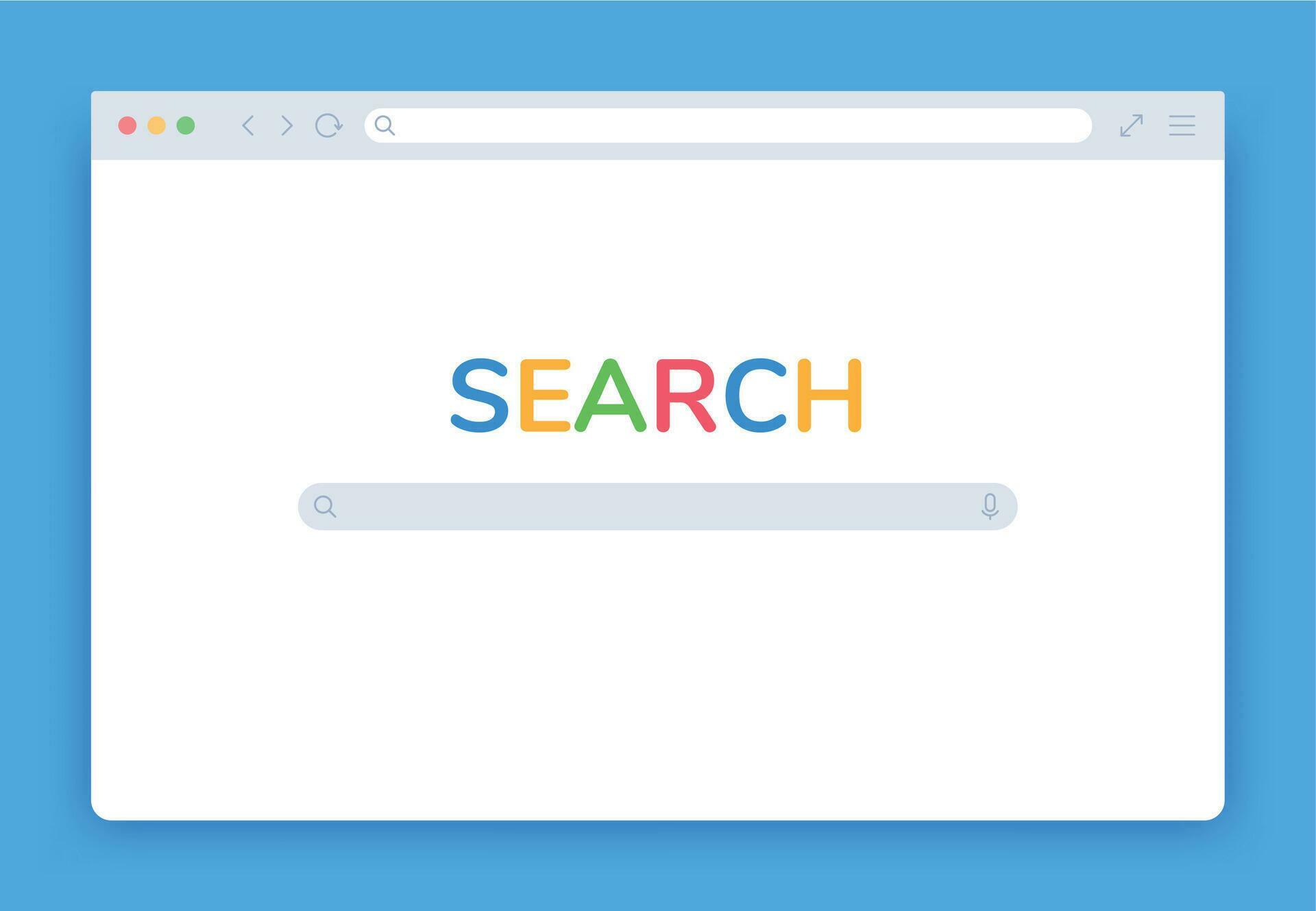 Internet search window. Browser search engine page, blank website tab ...