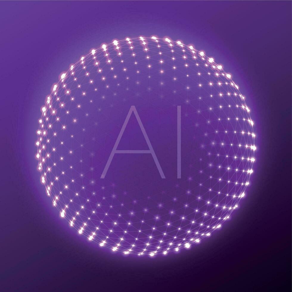 Abstract AI. Artificial Intelligence 3D sphere vector illustration. Futuristic technology style ...