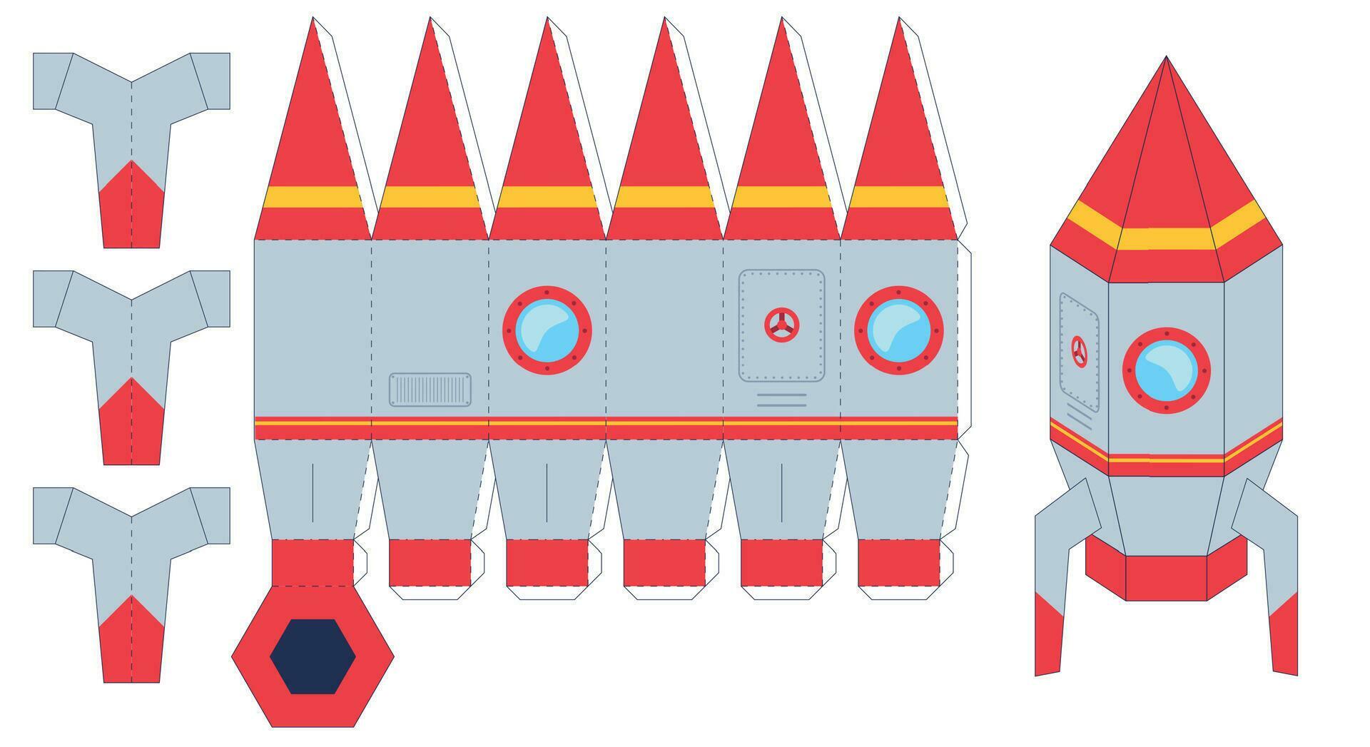 Rocket paper cut toy. Worksheet with missile. Cut and glue the paper ...