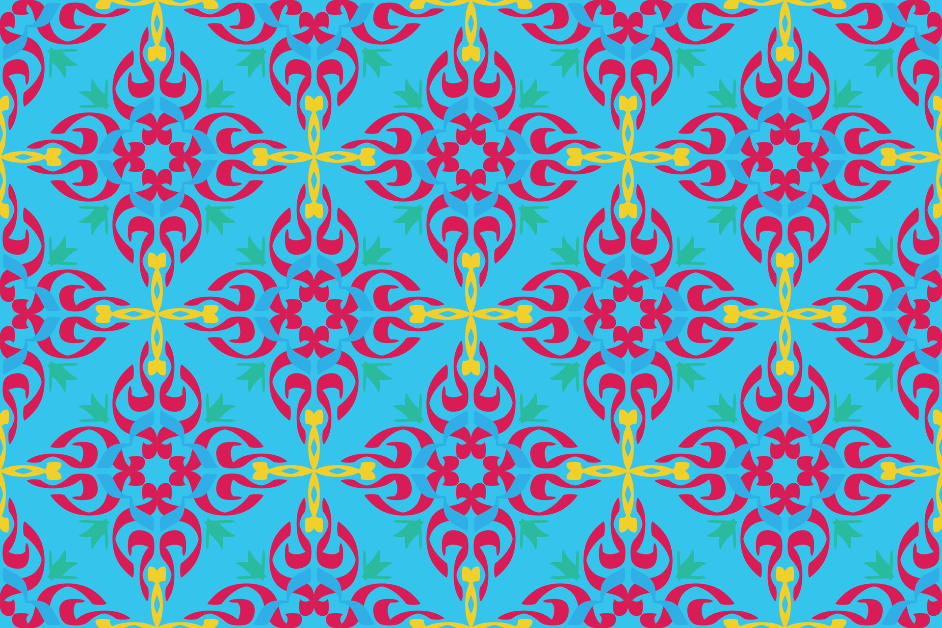 Pattern With Floral And Geometric Elements Intersecting Curved And