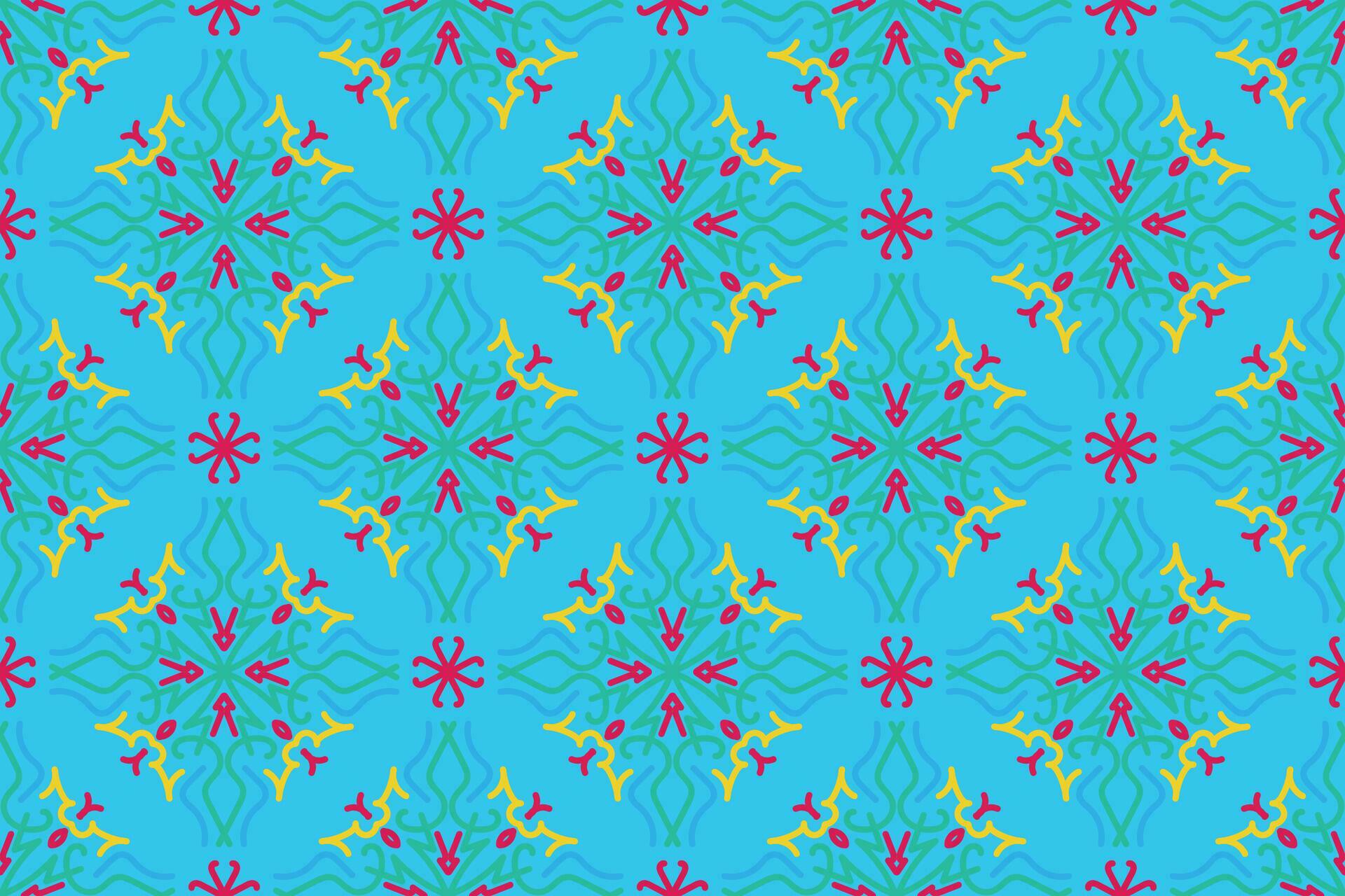 Pattern With Floral And Geometric Elements Intersecting Curved And