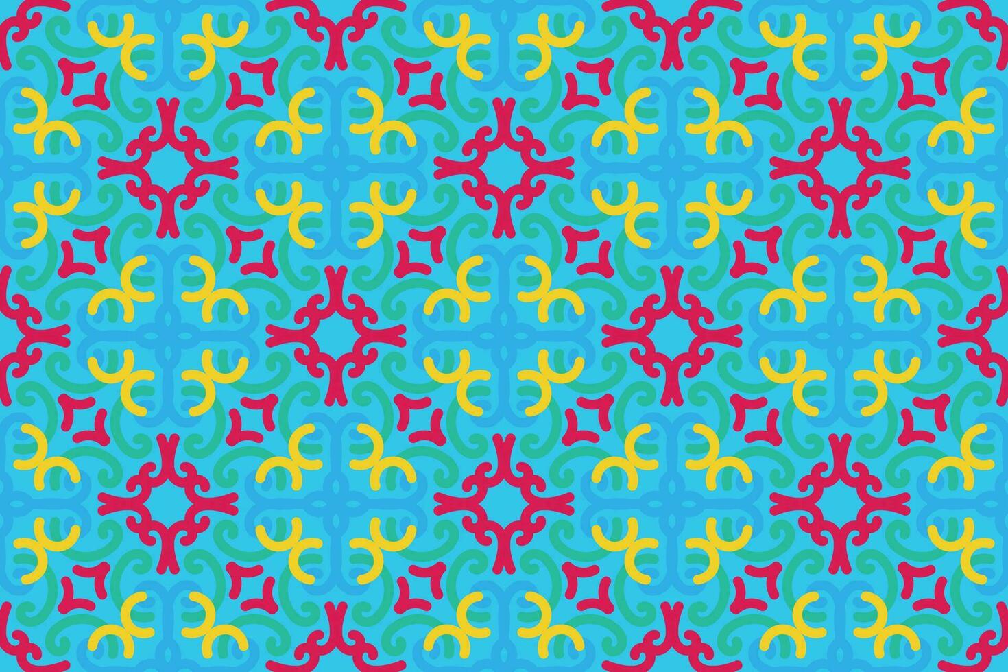 Pattern With Floral And Geometric Elements Intersecting Curved And