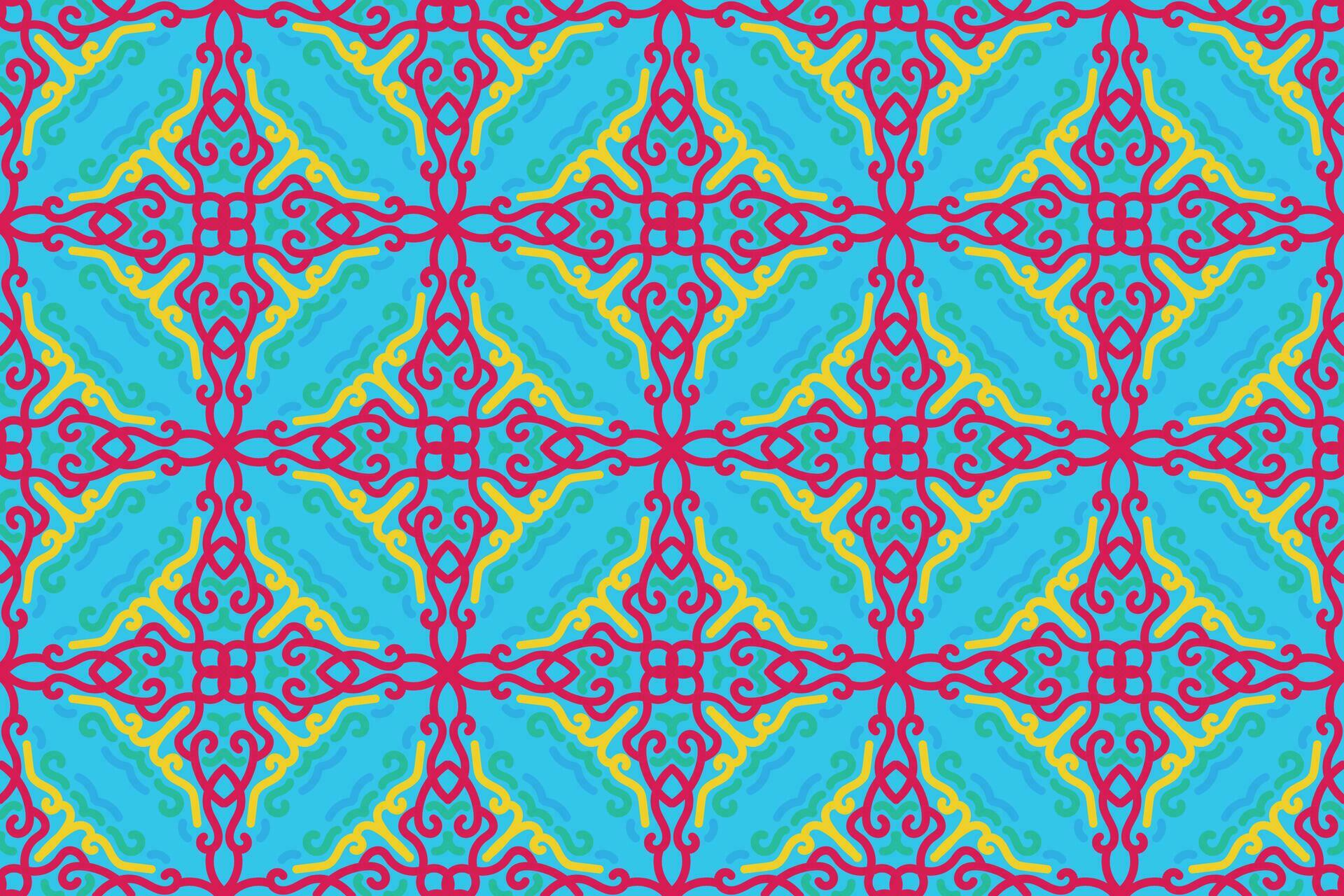 Pattern With Floral And Geometric Elements Intersecting Curved And