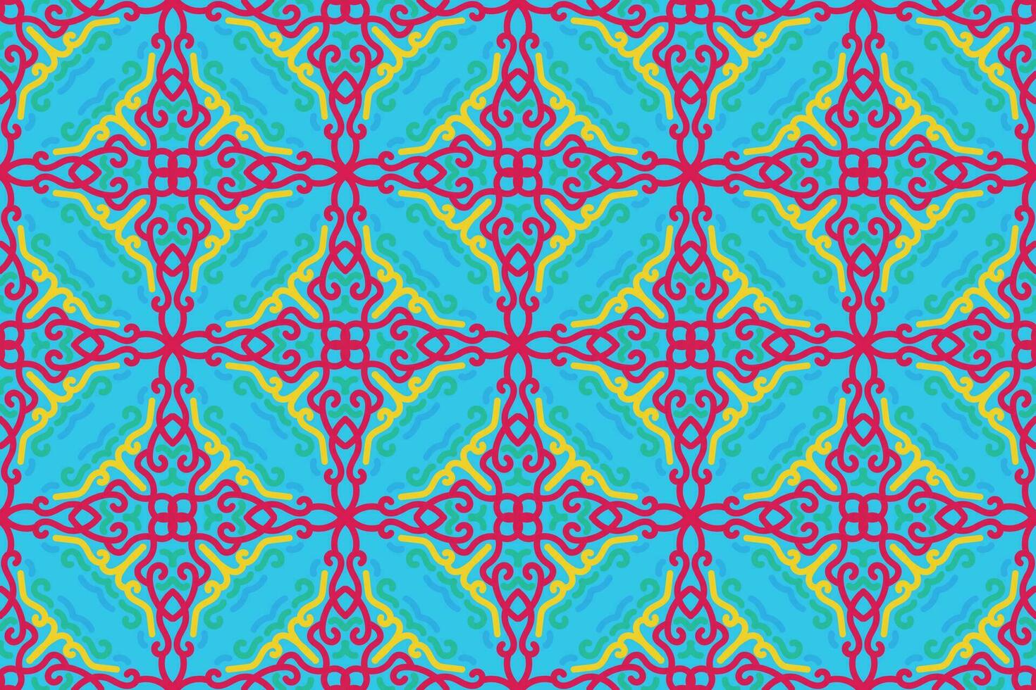 Pattern With Floral And Geometric Elements Intersecting Curved And