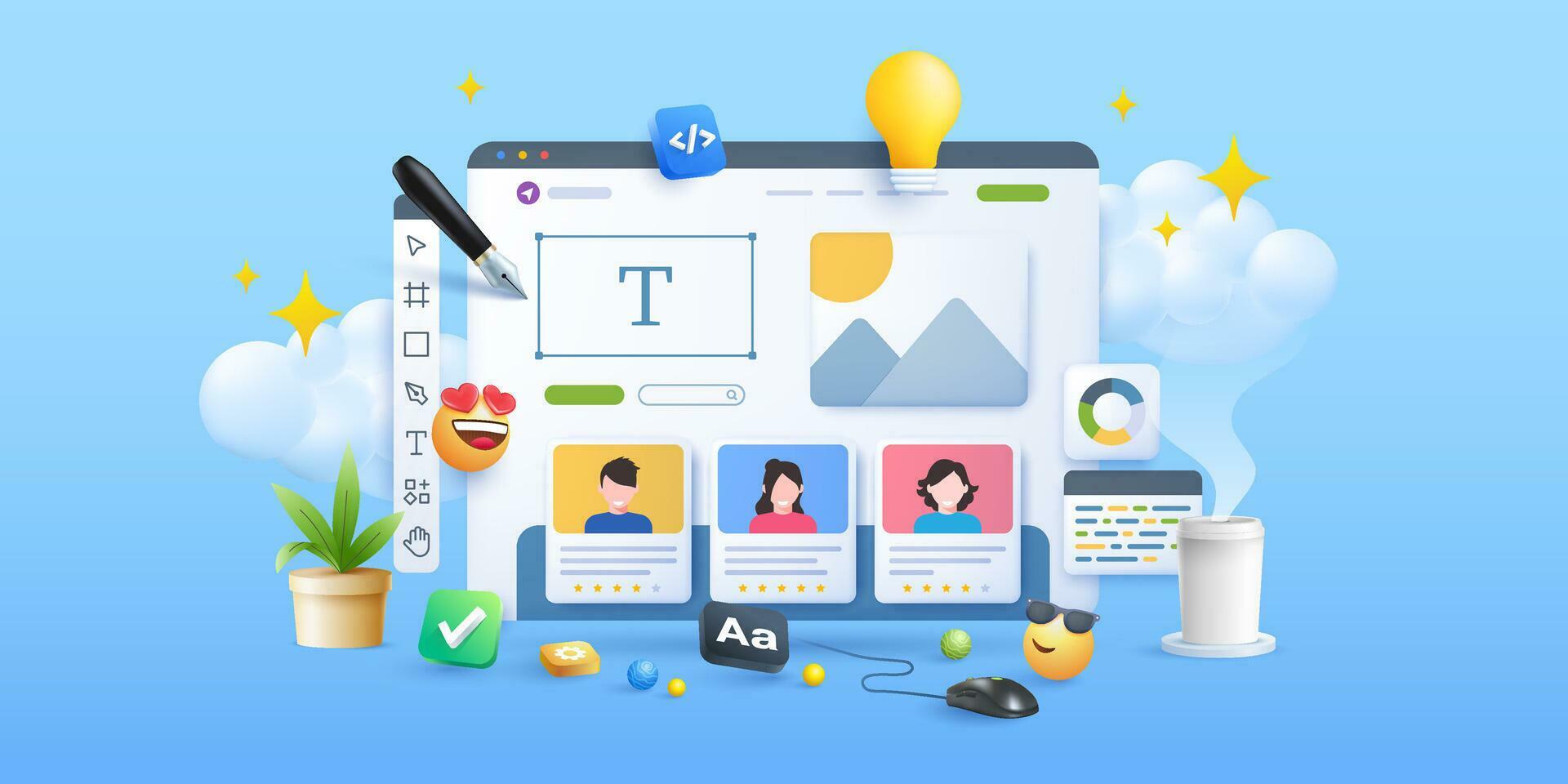 Web UI UX design and coding development concept illustration 36194692 ...