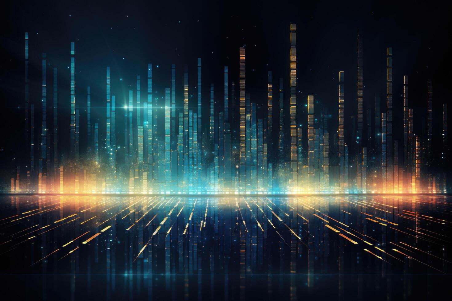 AI generated Abstract technology background. Vector illustration. Glowing lines and lights, Data ...