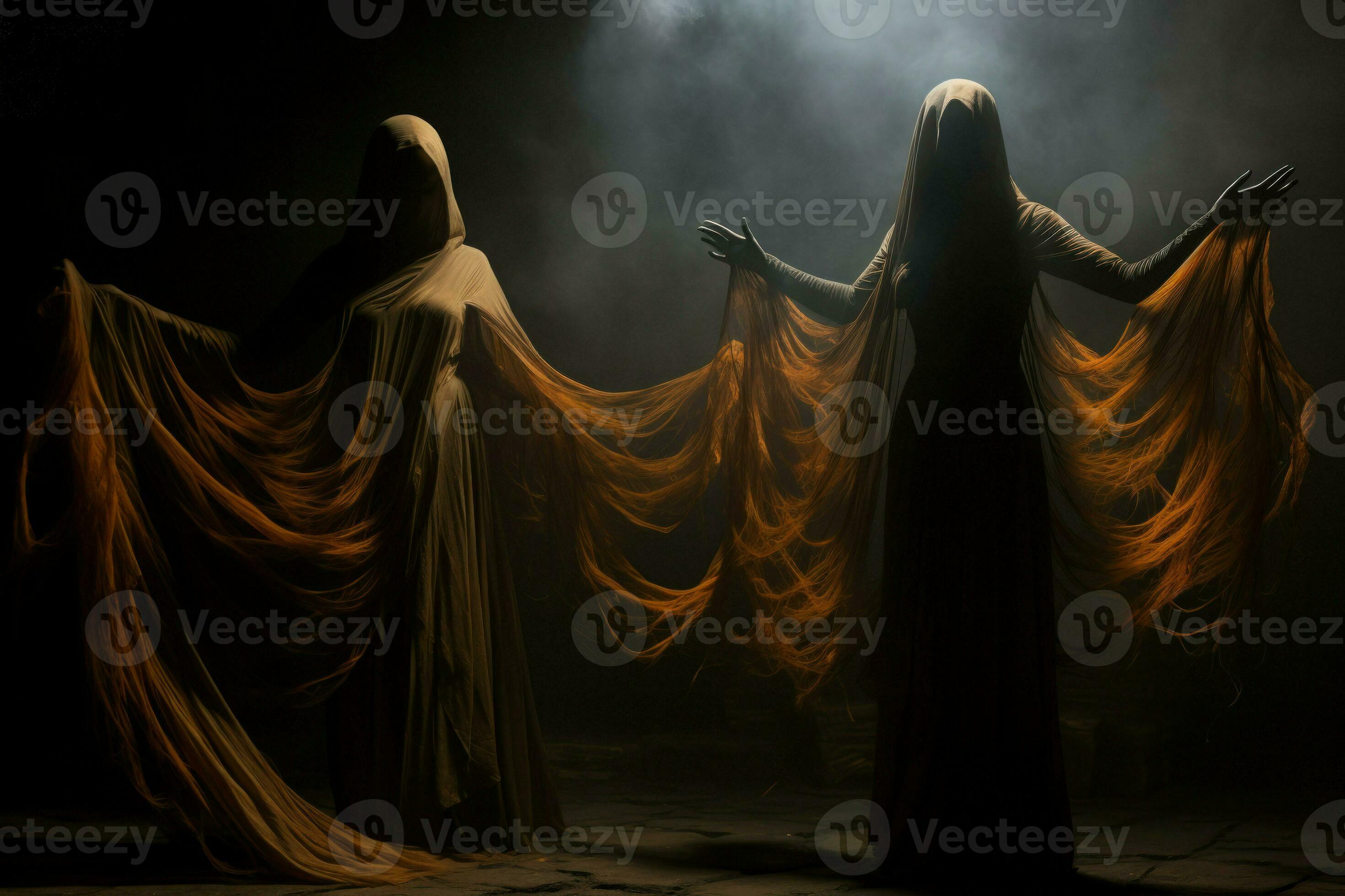 AI generated Enigmatic shadow dancers, weaving illusions and manipulating darkness with grace ...