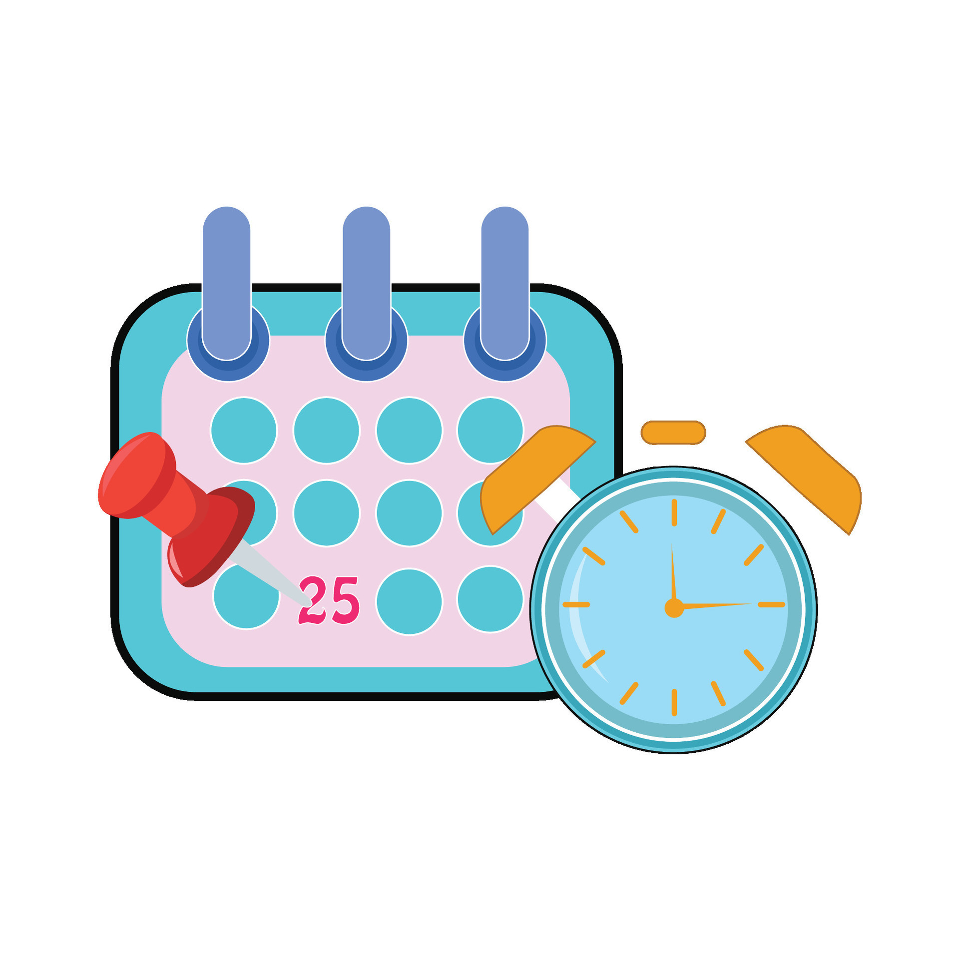 calendar with clock time illustration 36198796 Vector Art at Vecteezy