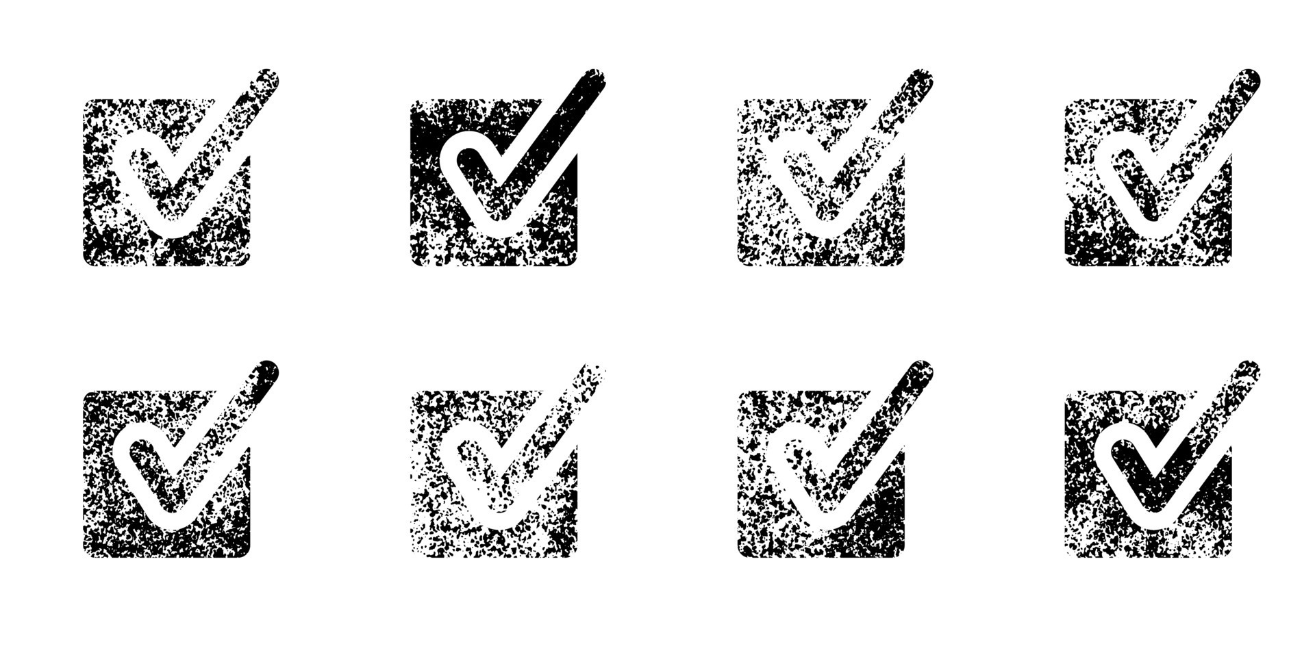 Check Mark Icon Set. Right Choice Rubber Stamp, Correct Symbol Collection. Ok Ink Sign. Grunge ...