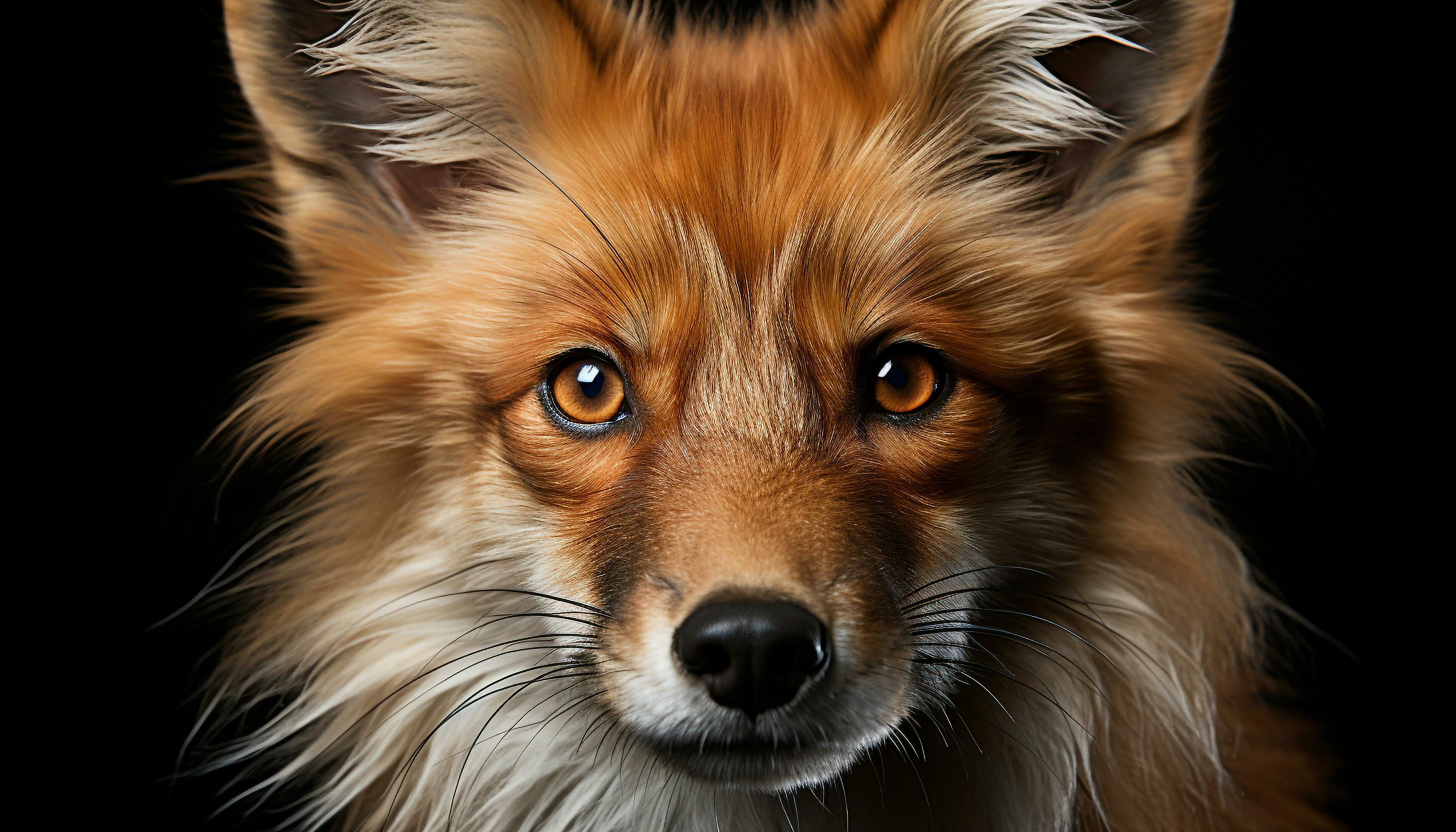 AI generated Cute puppy sitting, looking at camera, fluffy fur, black ...