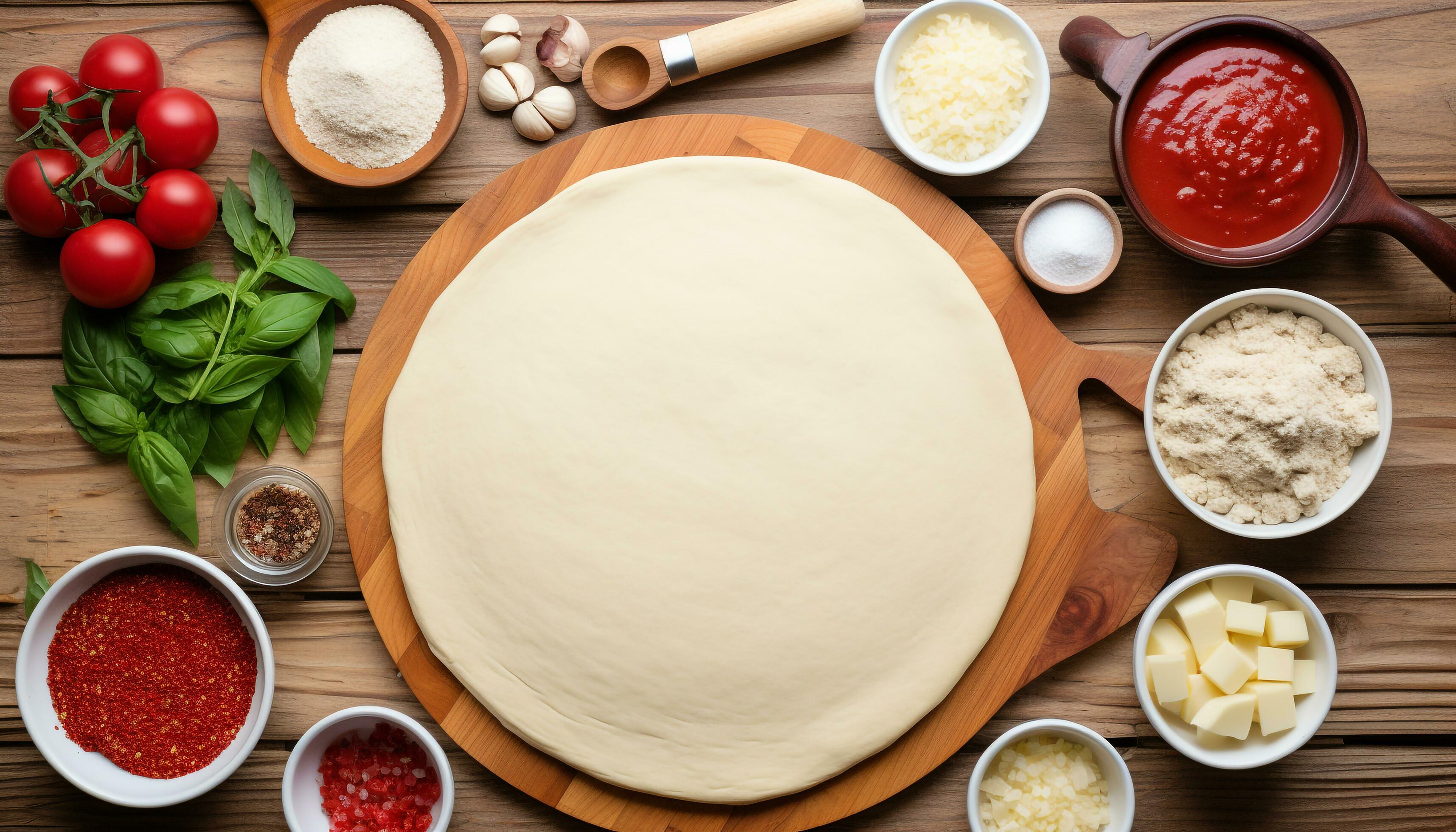 Ai Generated Fresh Homemade Pizza Dough Rolling On Wooden Table Generated By Ai 36210134 Stock