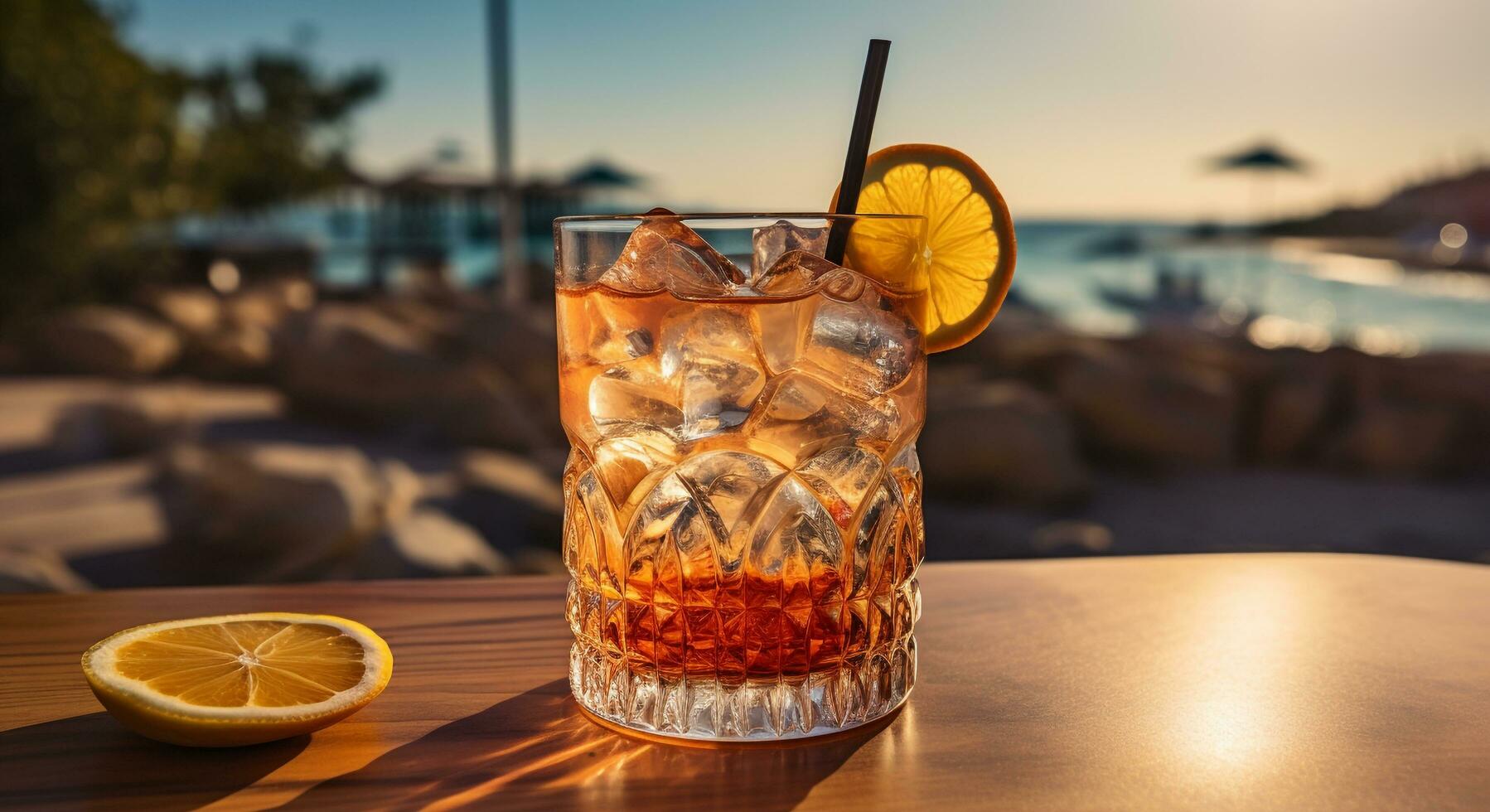 AI generated Refreshing cocktail on wooden table, enjoying summer generated by AI 36210496 Stock ...