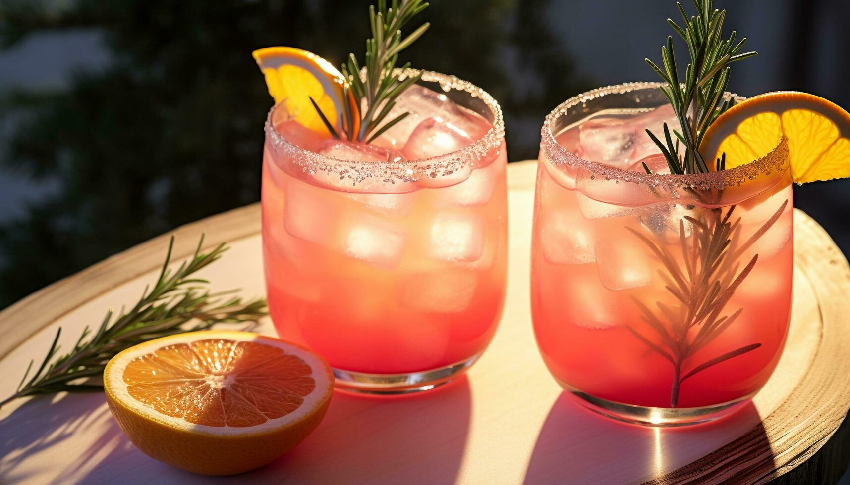 AI generated Refreshing citrus cocktail on wooden table, perfect for summer generated by AI ...