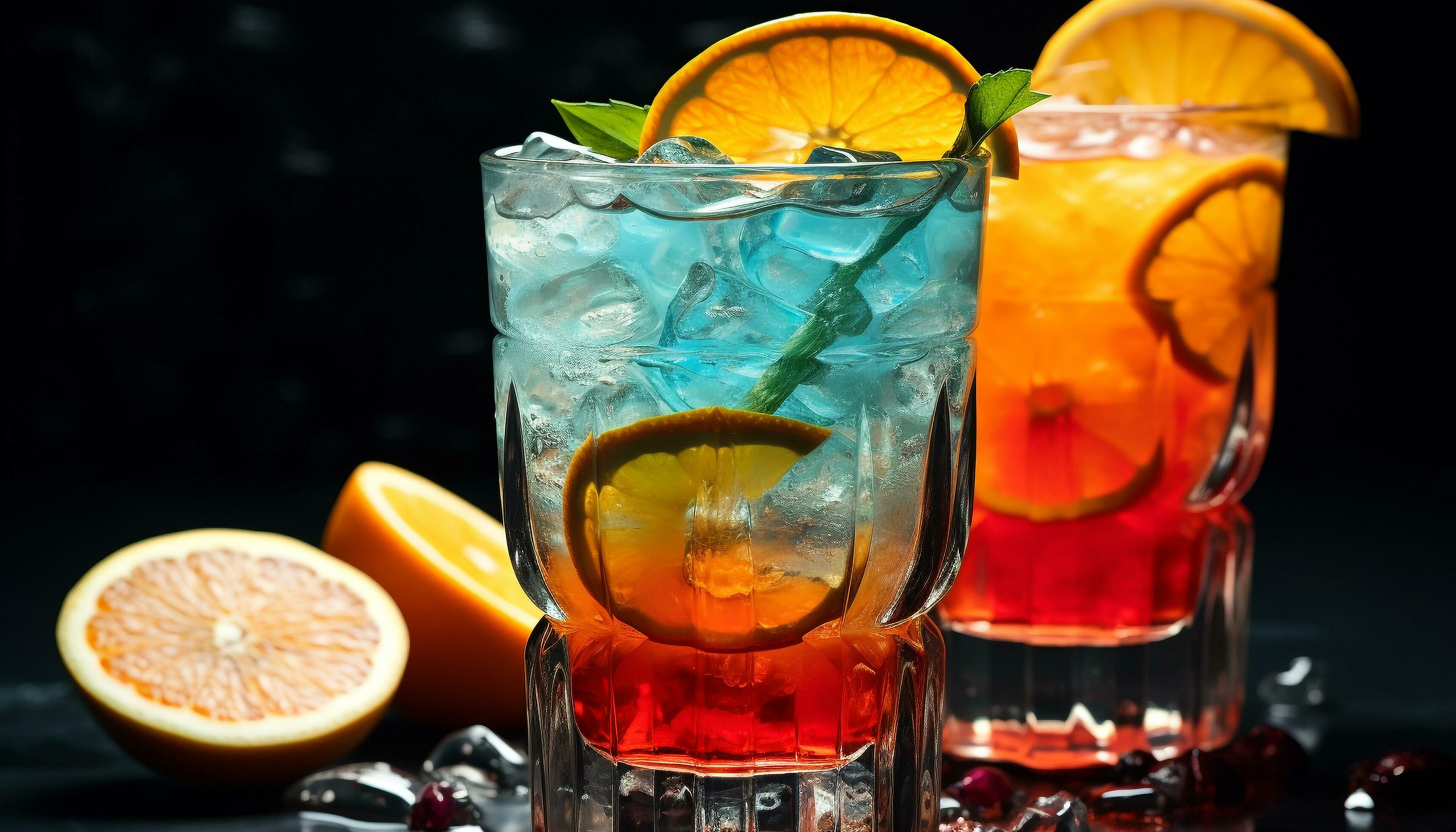 AI generated Refreshing citrus cocktail with ice and fruit generated by AI 36210531 Stock Photo ...