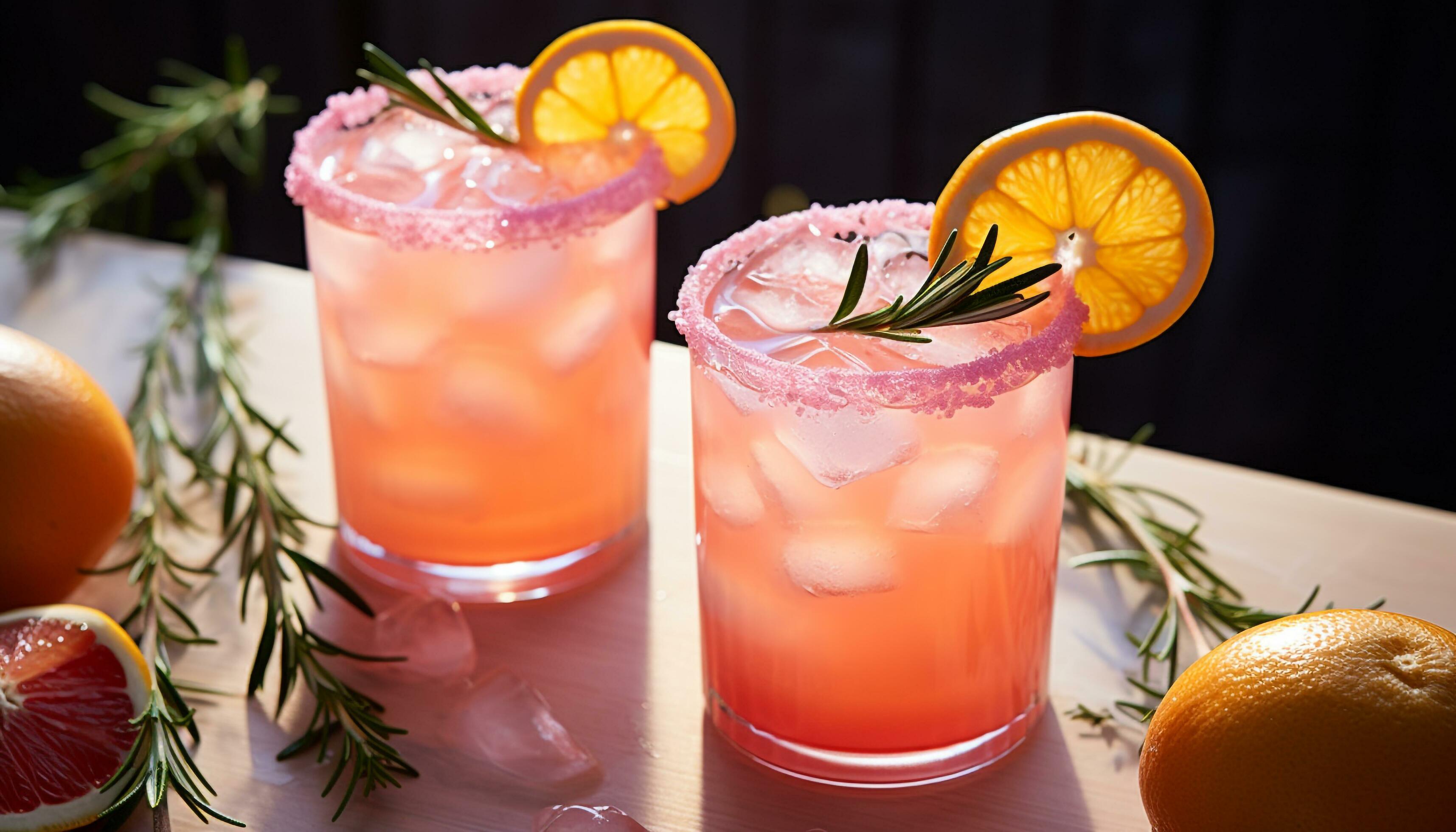 AI generated Refreshing citrus cocktail on wooden table, summer vibes generated by AI 36210565 ...