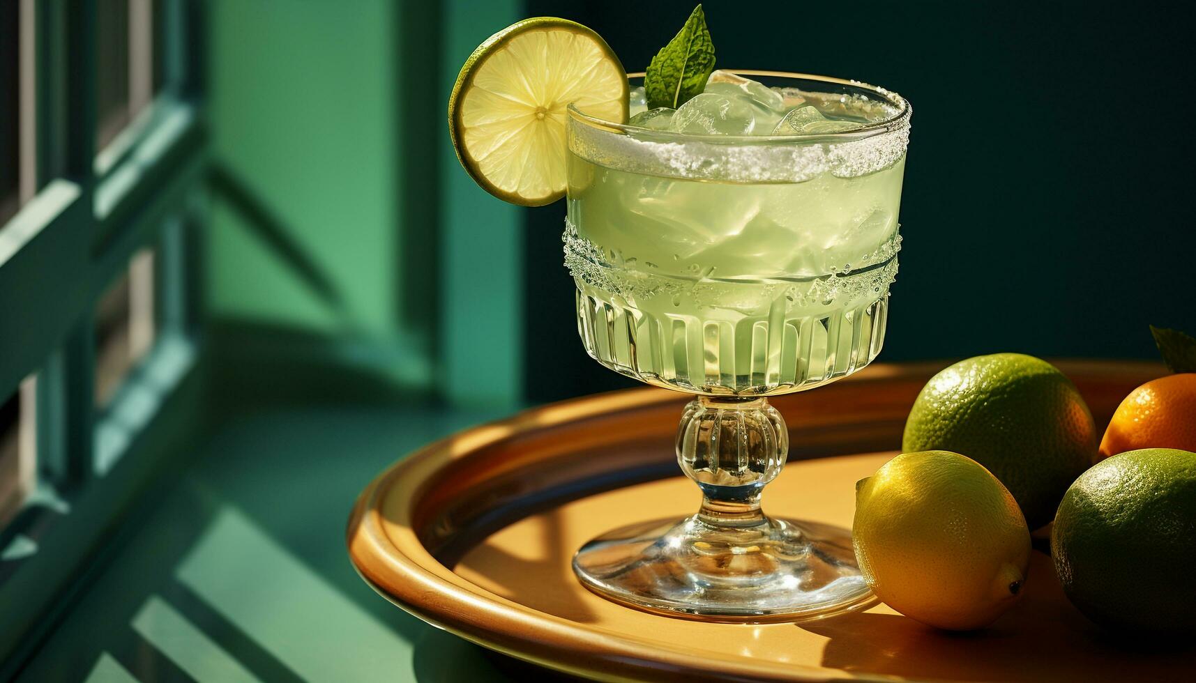 AI generated Refreshing citrus cocktail on wooden table, perfect for summer generated by AI ...