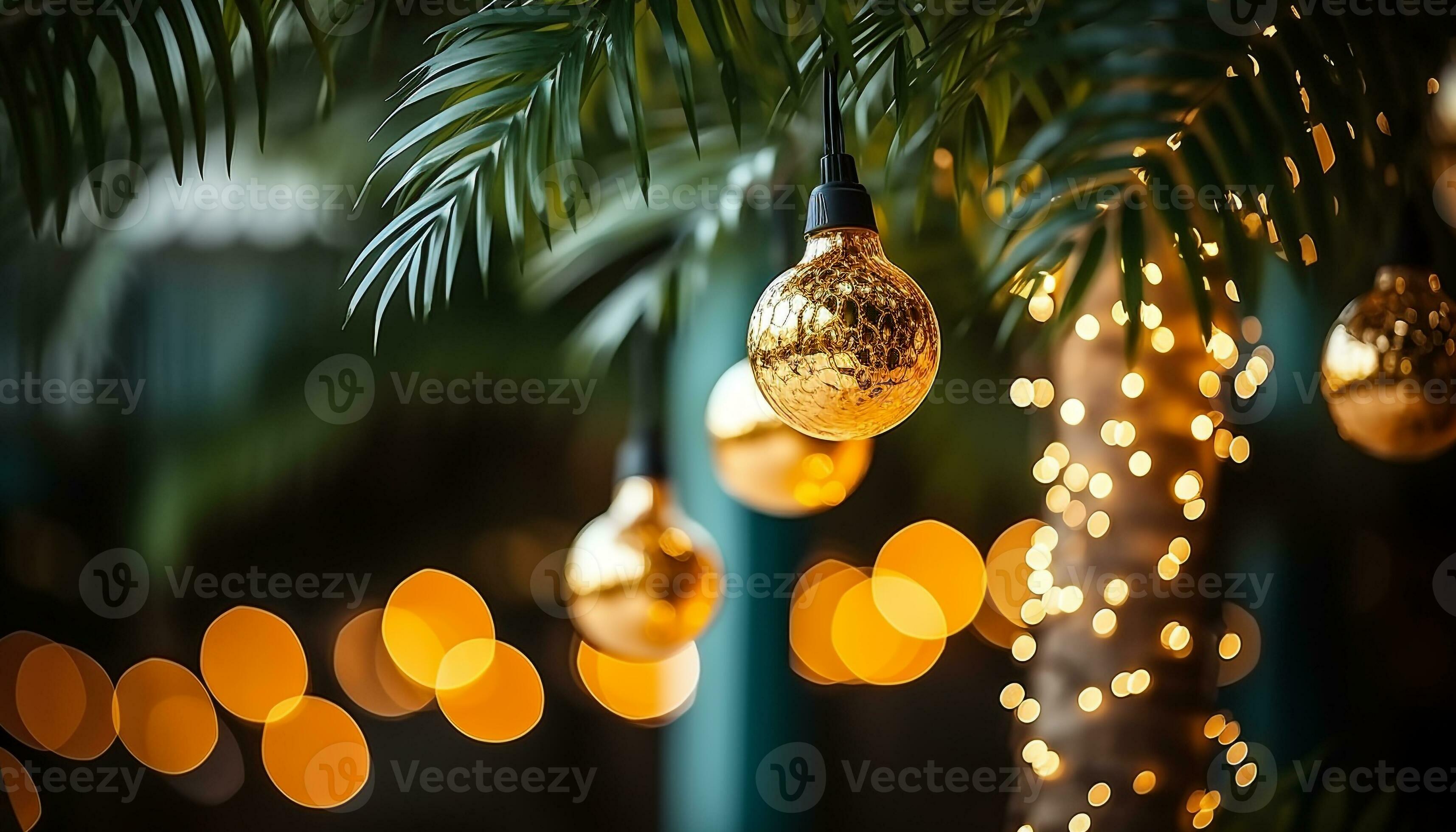 AI generated Shiny tree glowing with bright Christmas lights in winter generated by AI 36210600 ...