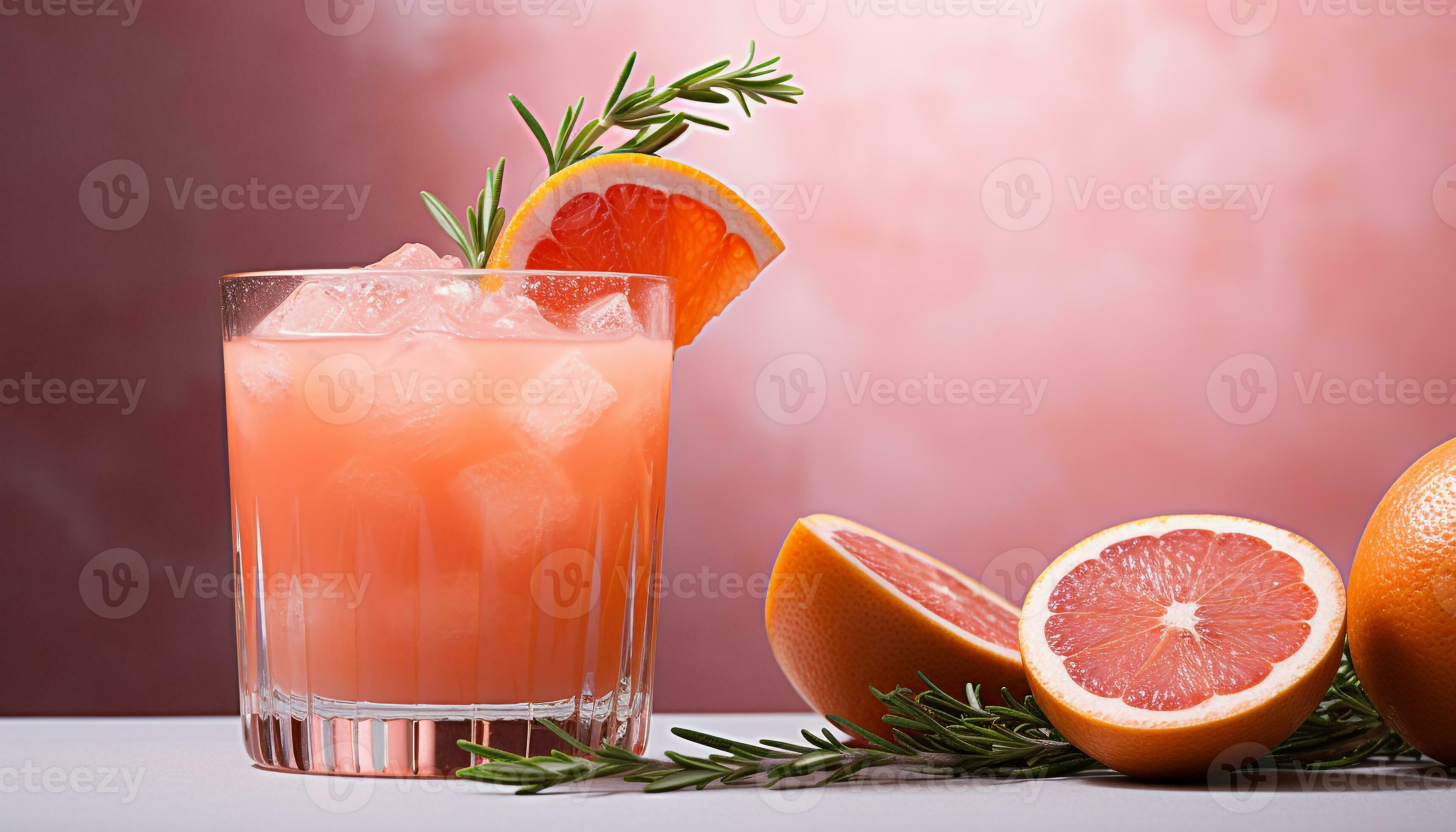 AI generated Refreshing citrus cocktail on wooden table, summer celebration generated by AI ...