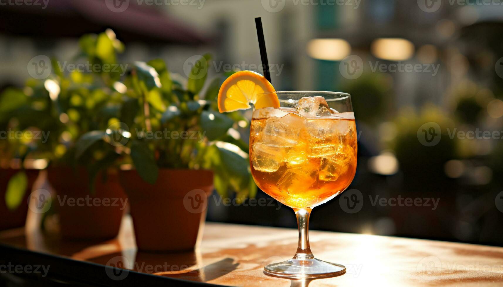 AI generated Refreshing cocktail on a wooden table, summer vibes generated by AI 36210629 Stock ...