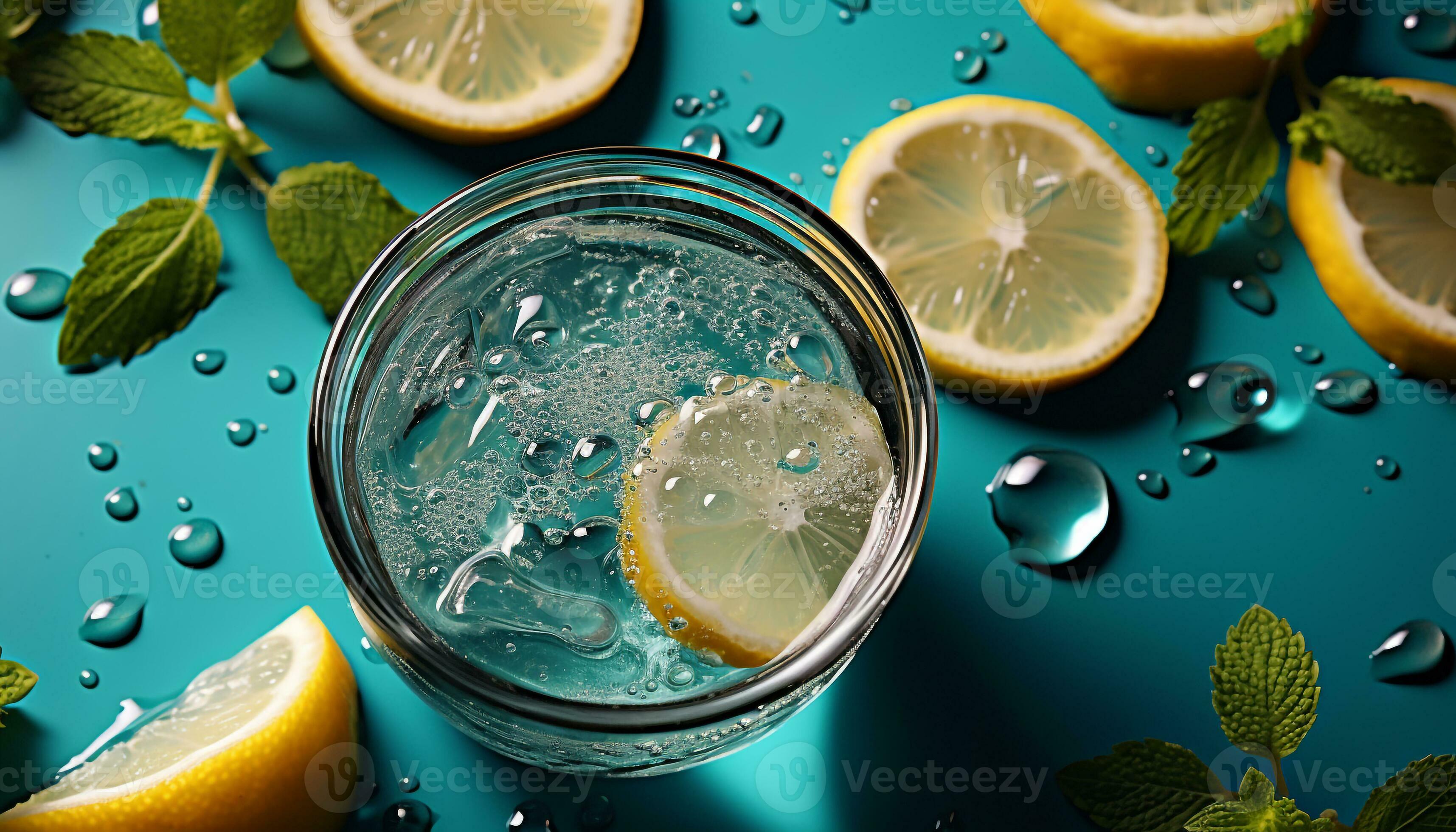 AI generated Refreshing citrus cocktail with lemon, lime, and mint generated by AI 36210637 ...
