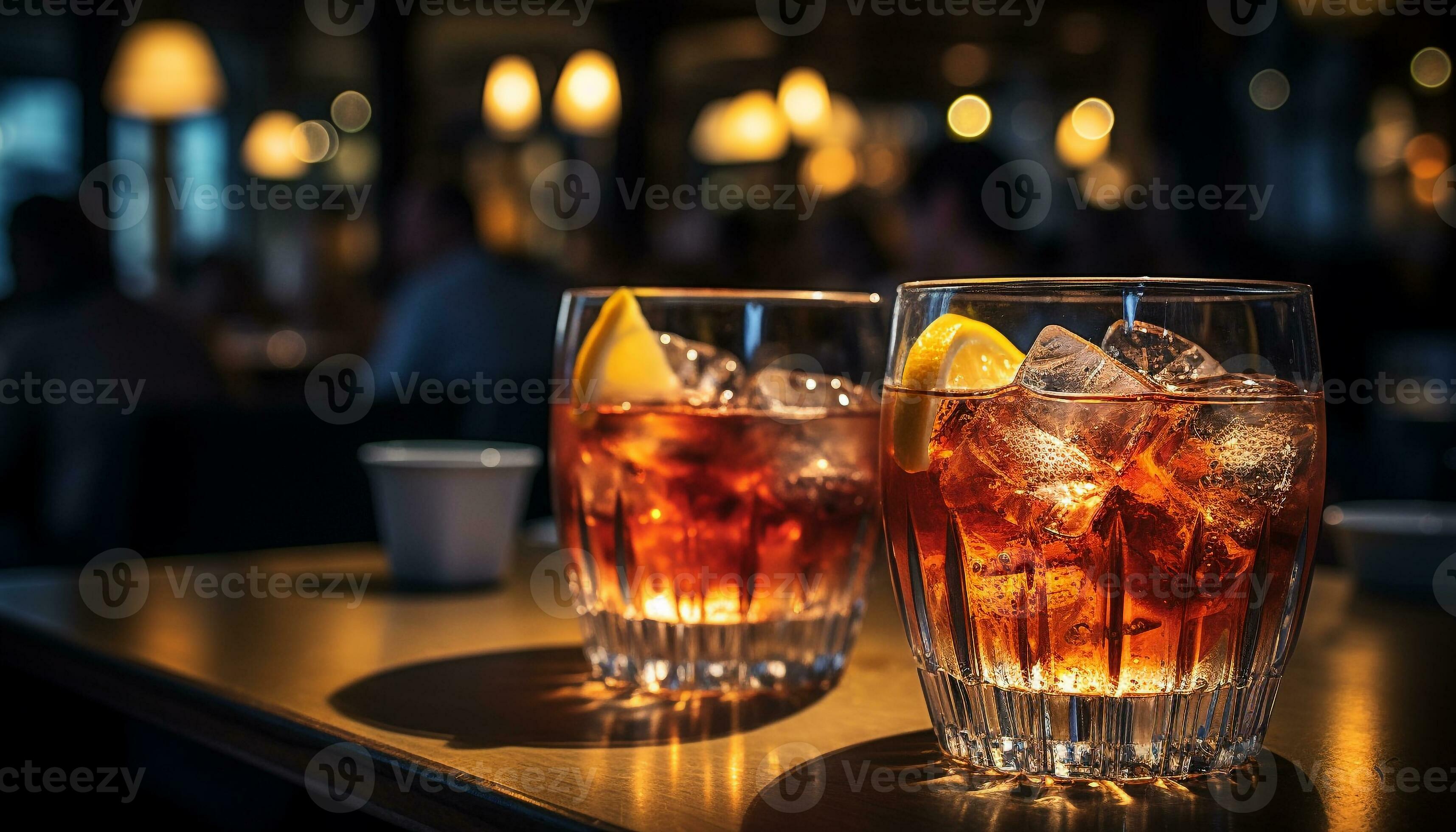 AI generated Nightclub bar, whiskey glass, ice, refreshing cocktail generated by AI 36210651 ...