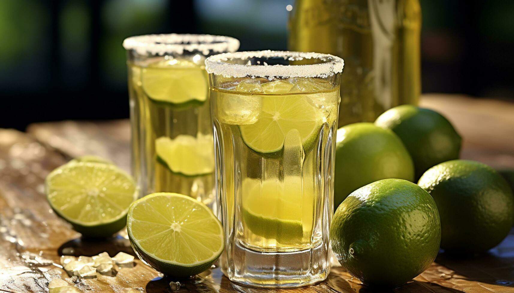 AI generated Refreshing citrus cocktail on wooden table, perfect for summer generated by AI ...