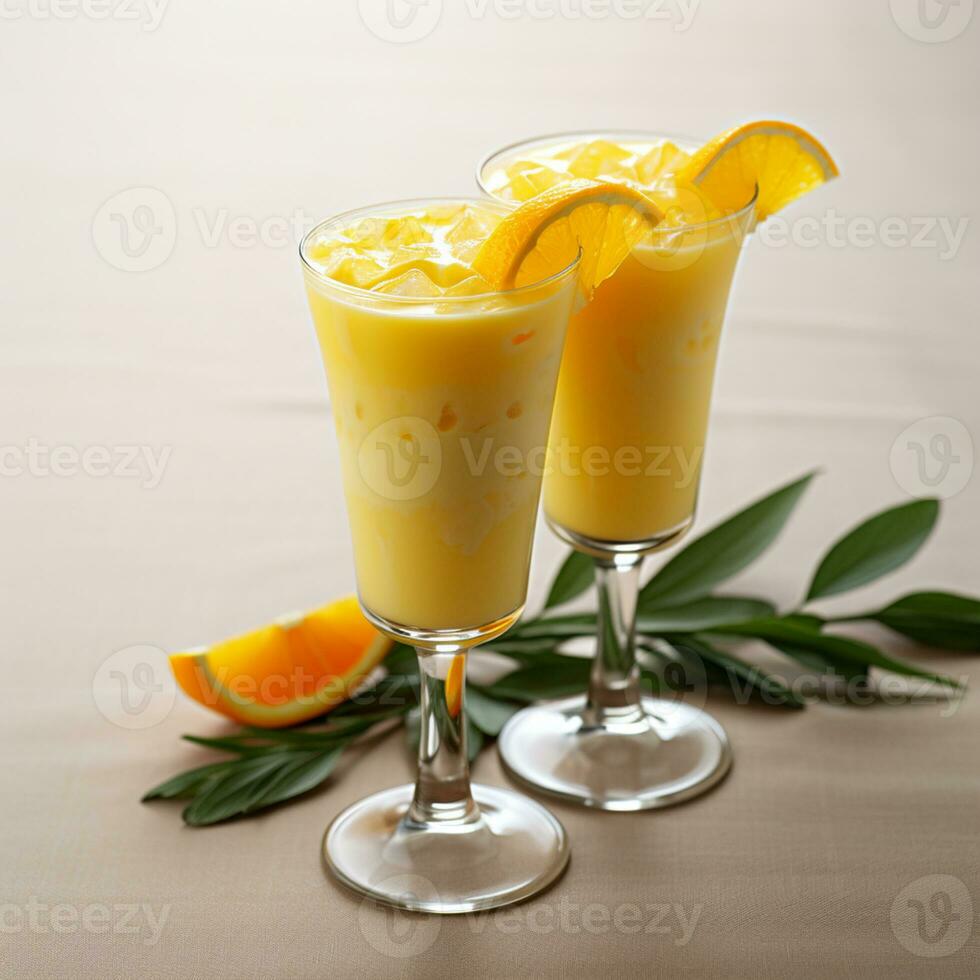 AI generated Refreshing citrus cocktail on wooden table, perfect for summer generated by AI ...