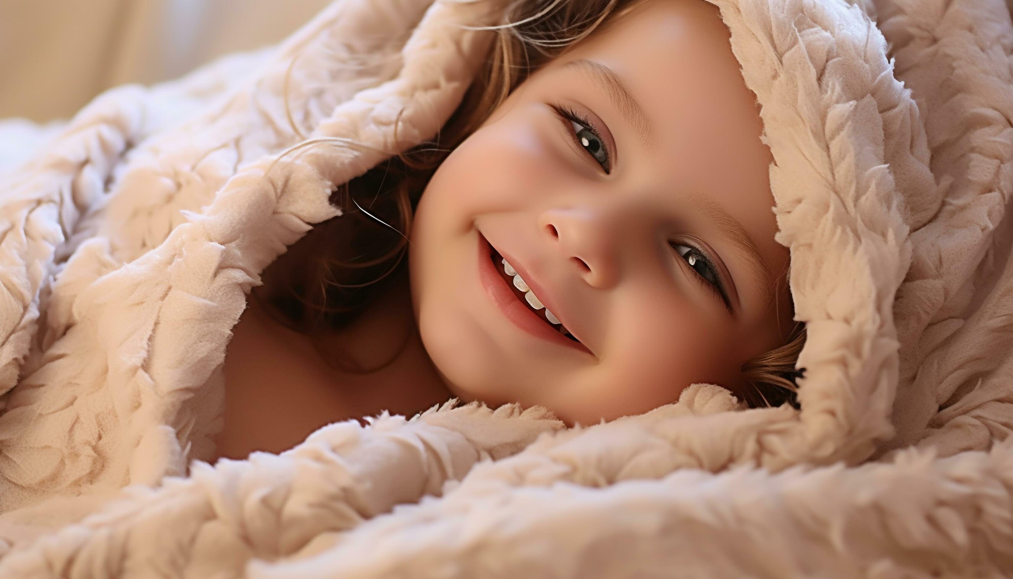 AI generated Smiling child, cute and cheerful, looking at camera ...