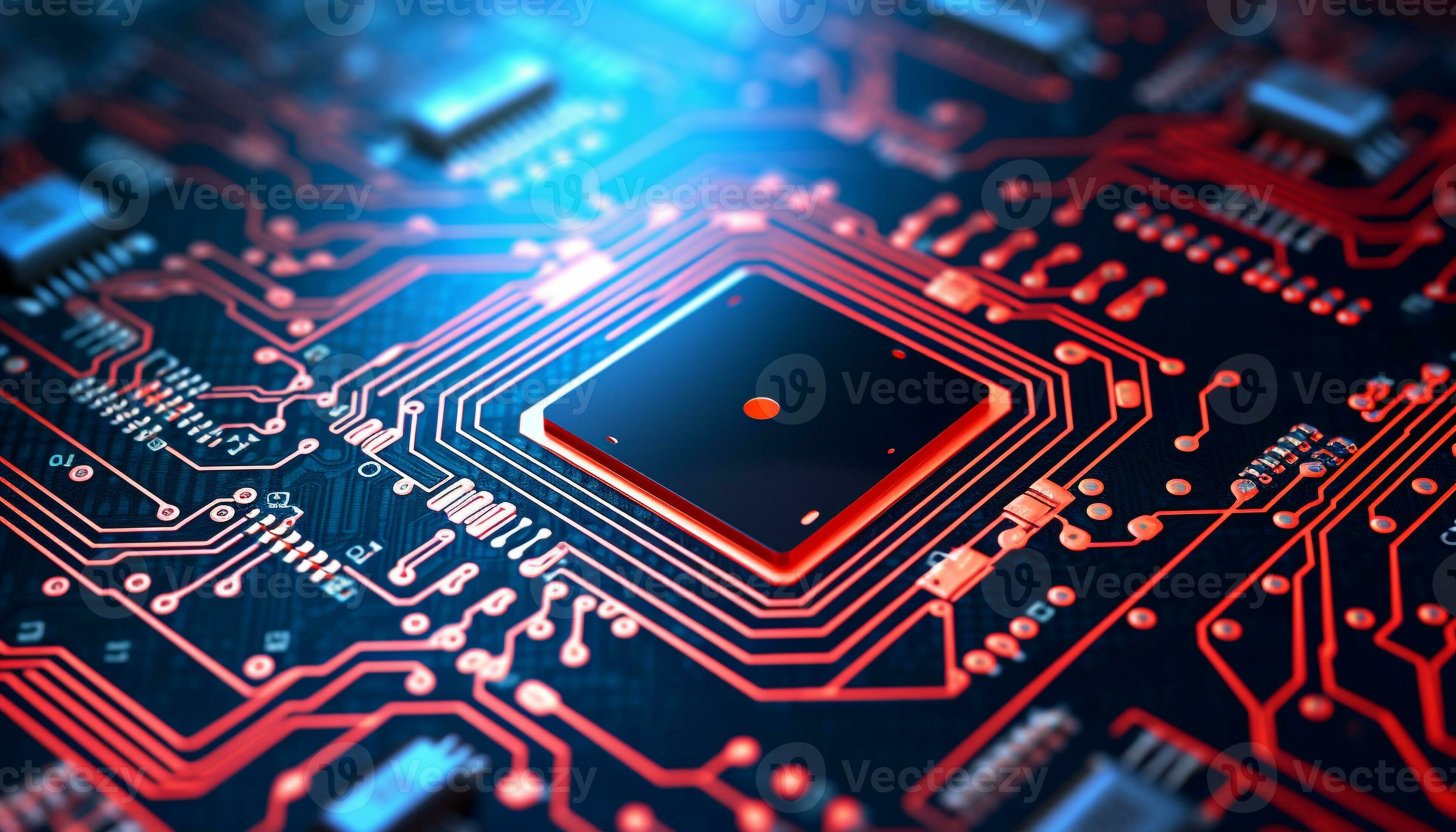 AI generated Computer chip in a row, digitally generated image ...