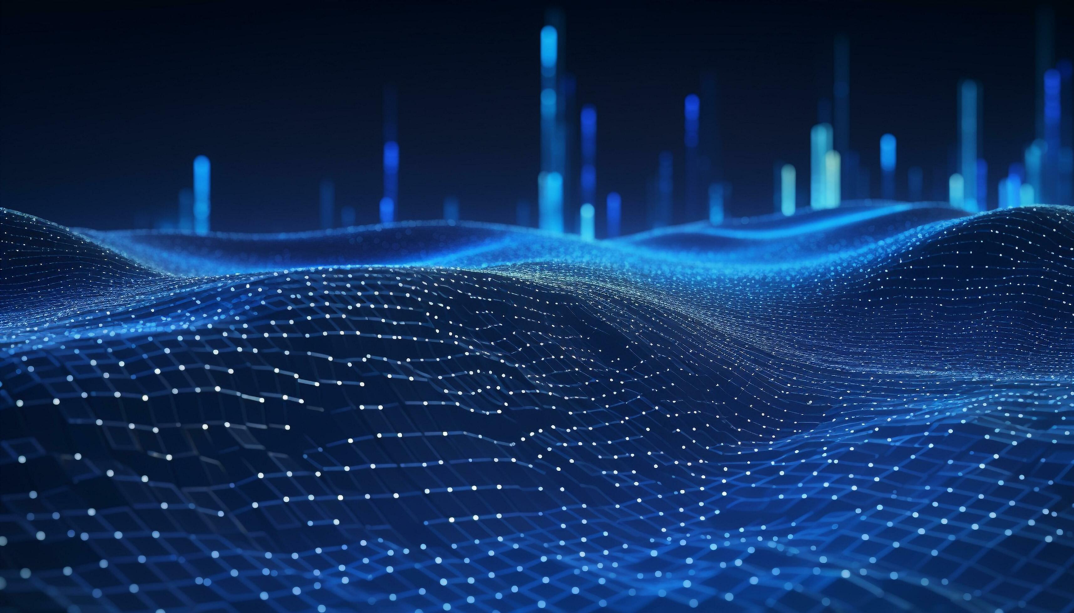 AI generated Abstract futuristic wave pattern in a glowing illustration generated by AI 36214487 ...